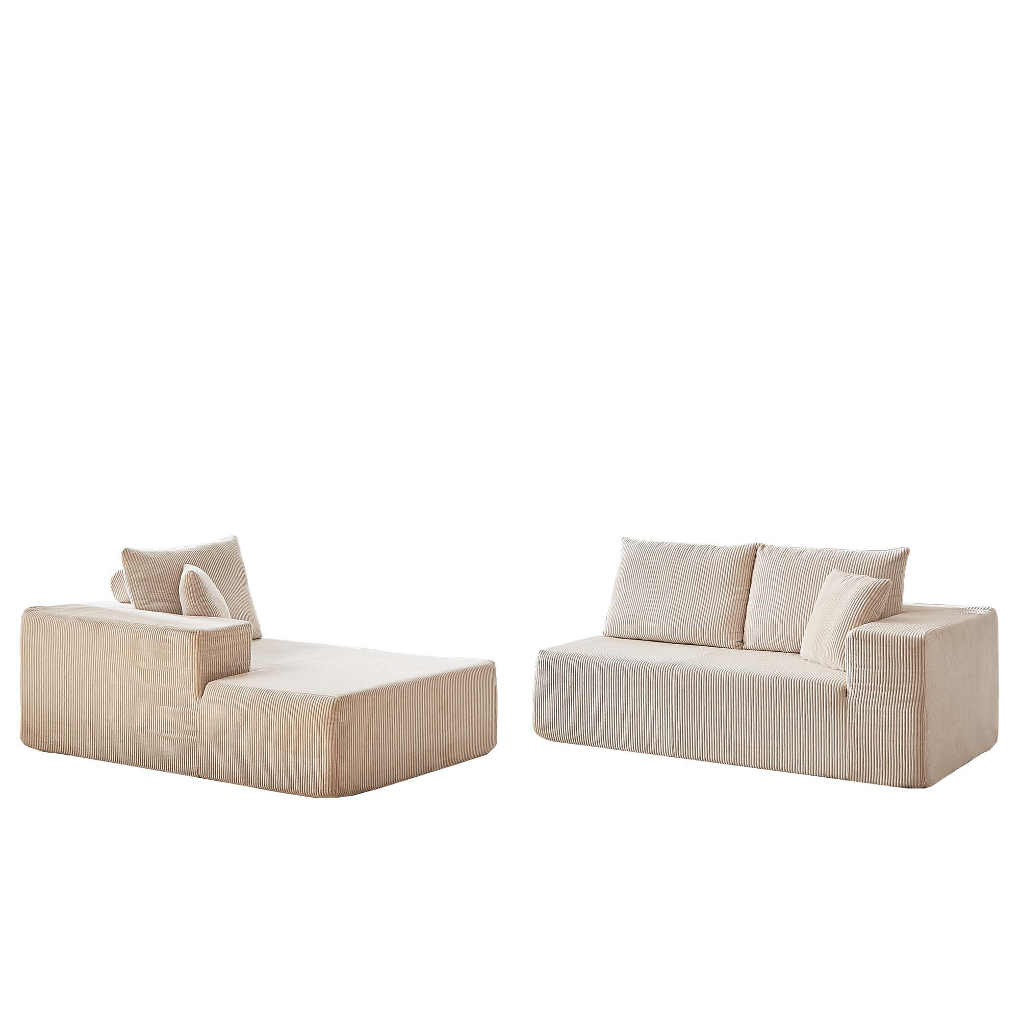 Latitude Run® Modern Corduroy Upholstered Sectional Sofa Couch Set,Modular L Shaped Sectional ...