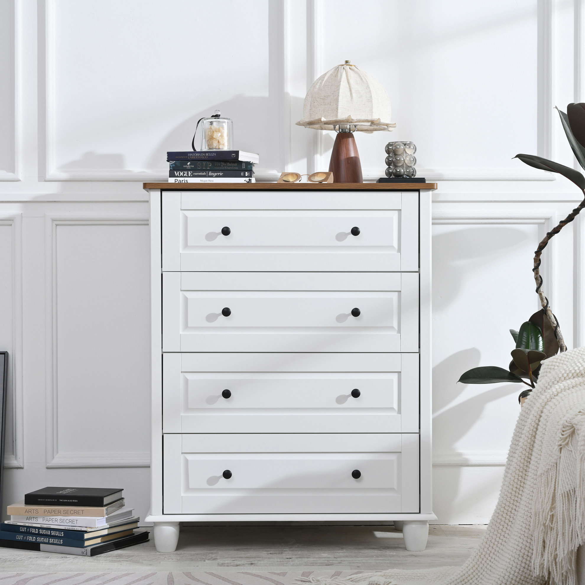 Mercer41 Modern Chest Of Drawers, 4 Drawer Dresser, Tall Wood Storage ...