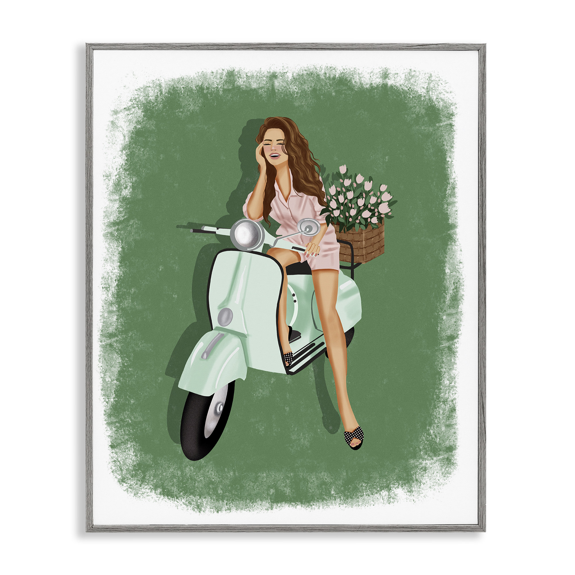 Ebern Designs Laughing Girl on Scooter Giclee Art by Saba Rauf | Wayfair
