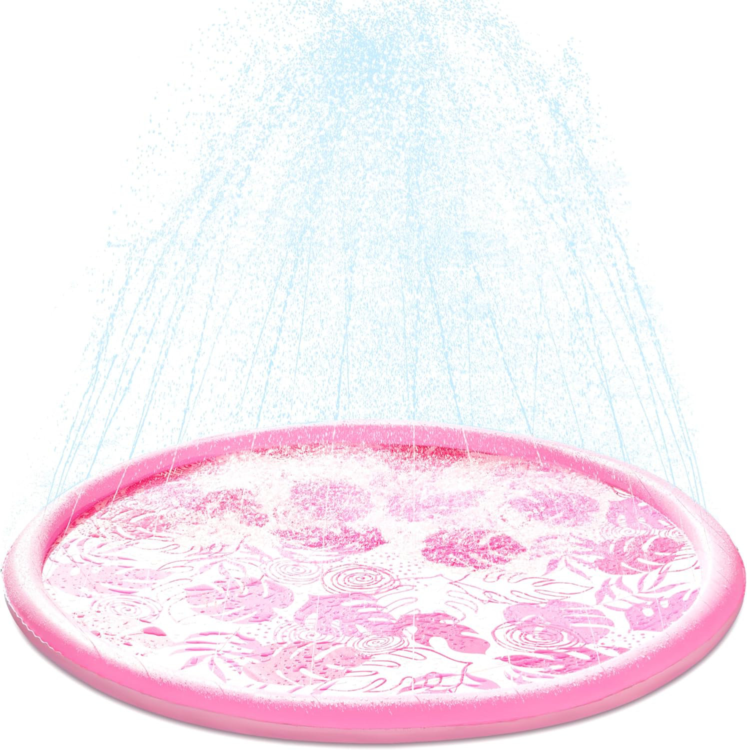 POGASY Splash Pad Sprinkler Mat 6Ft Tropical Leaves Outdoor Water Play ...