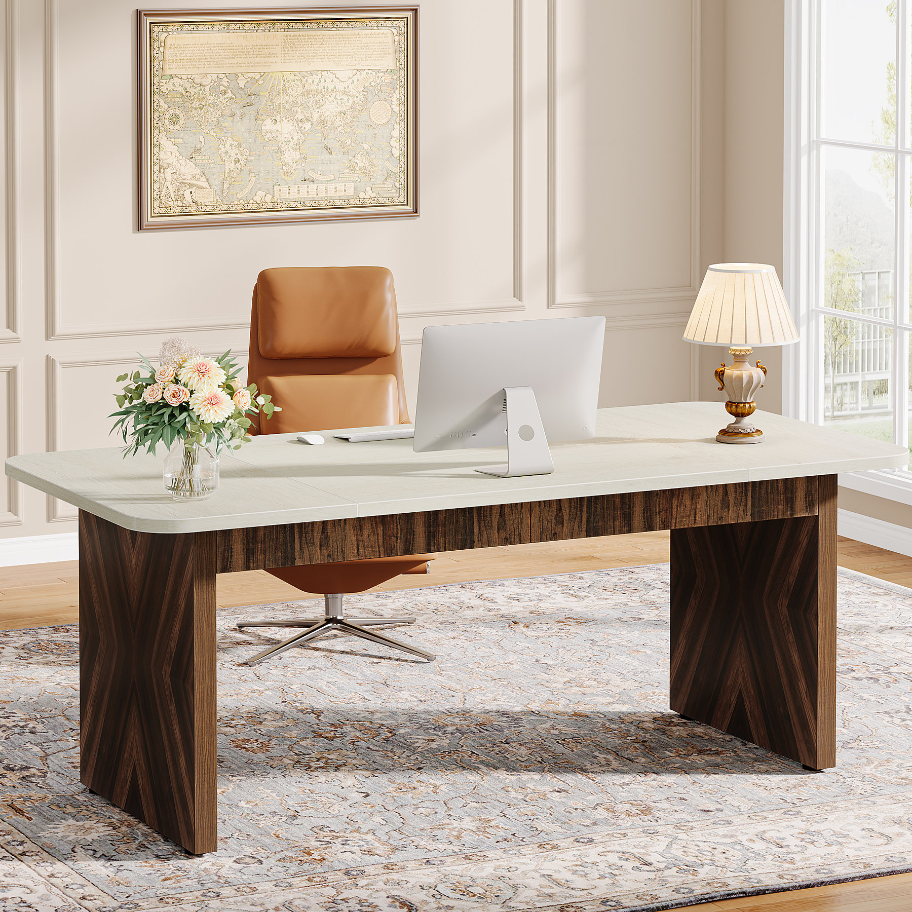 Union Rustic 70.8-Inch Executive Desk, Large Computer Office Desk ...