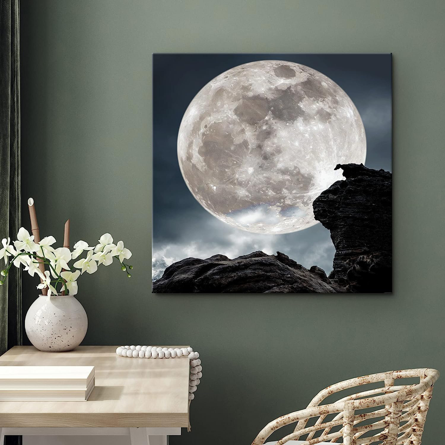 IDEA4WALL Mystic Full Moon Storm Cloud Sky Mountain Range - Wrapped ...