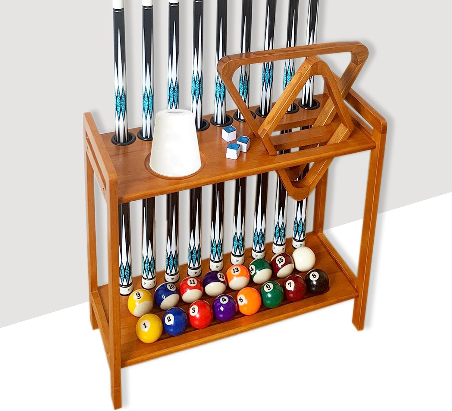 CHUANGWENYI Pool Stick Holder Floor Stand Holds 9 Cues, Pool Table ...