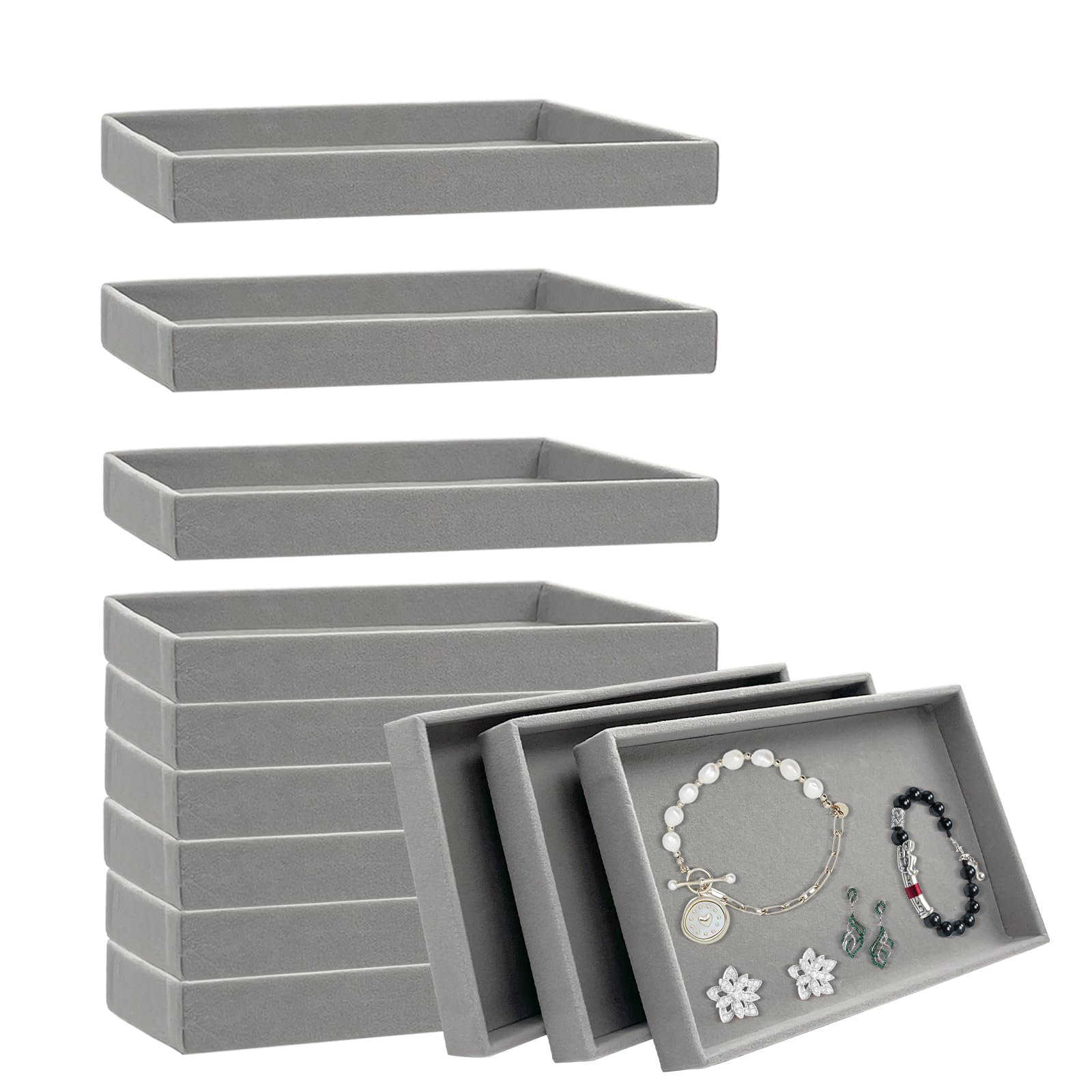 Rebrilliant 12Pcs Small Velvet Jewelry Trays, 8.3 X 5 X 1 Inches ...