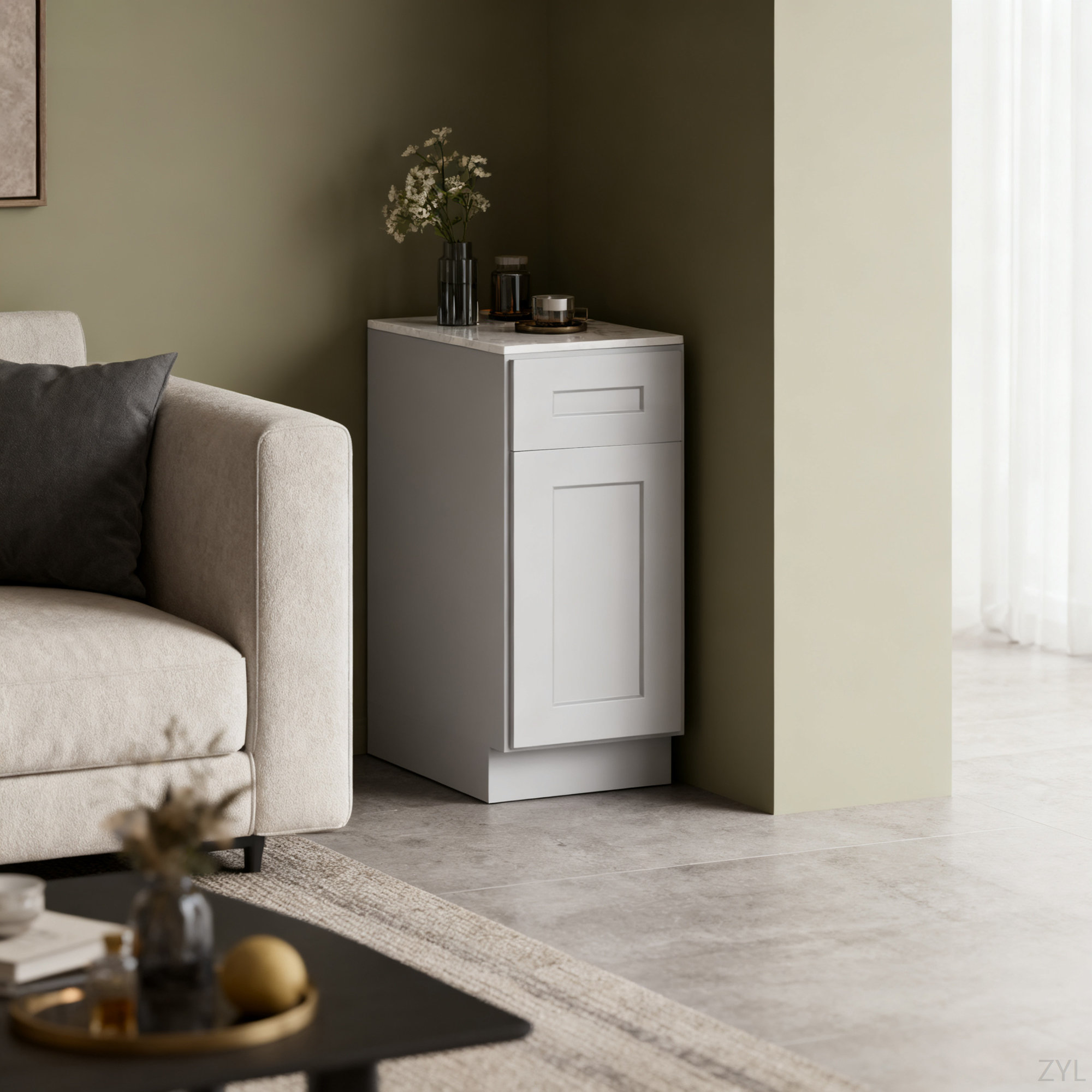 Ophelia & Co. Light Gray Shaker Base Cabinet,For Kitchen, Laundry,And ...