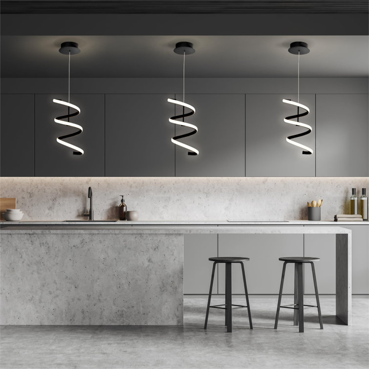 Ivy Bronx Helix LED Pendant Light, Dimmable 950 Lumens 3000K, 17W ...