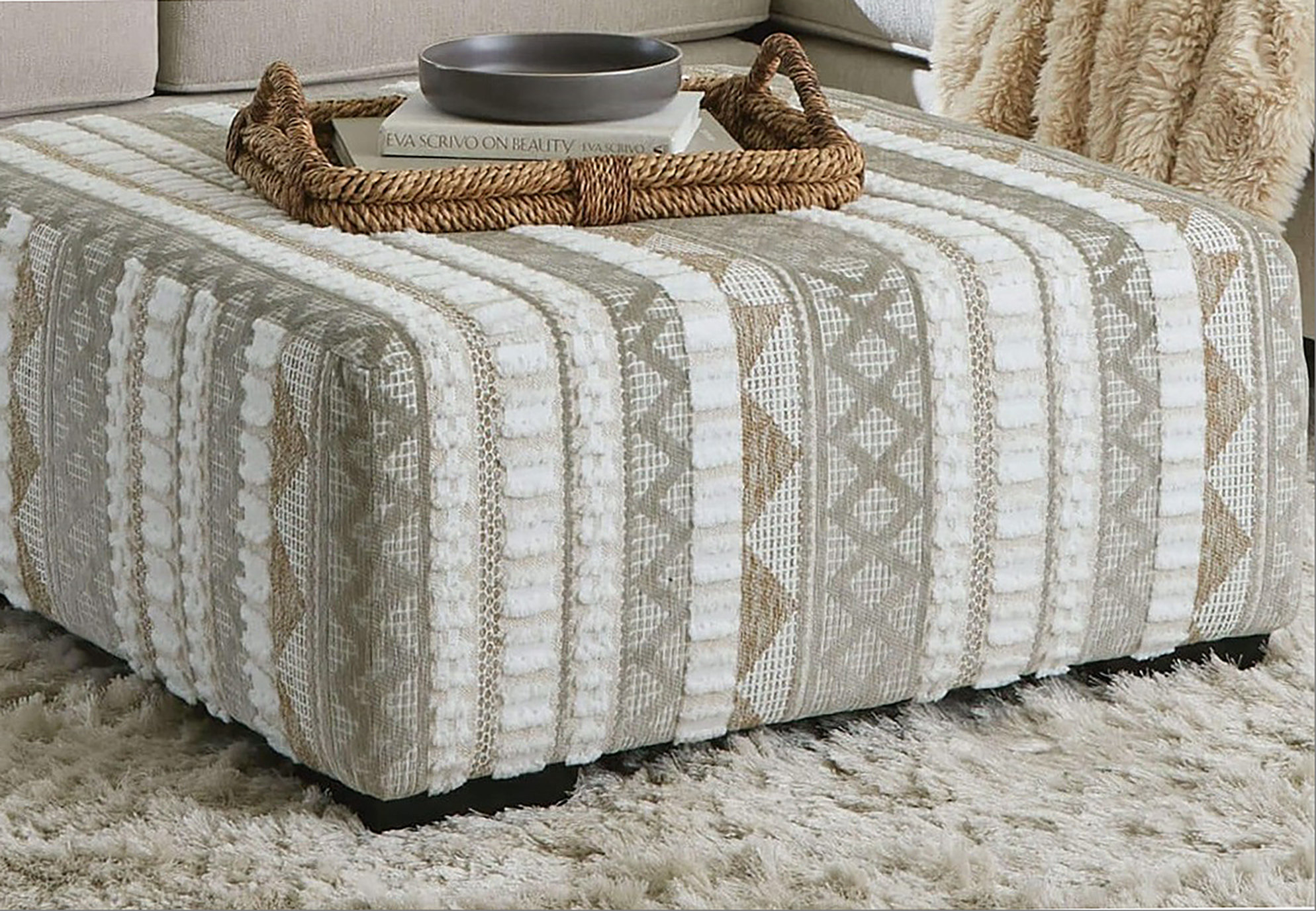 Hokku Designs Contemporary Style Solid Wood Form Ottoman With Black ...