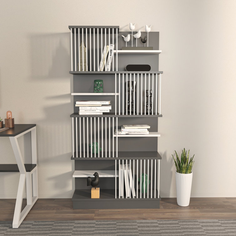 Latitude Run Lilbert 160cm H x 80cm W Geometric Bookcase | Wayfair.co.uk