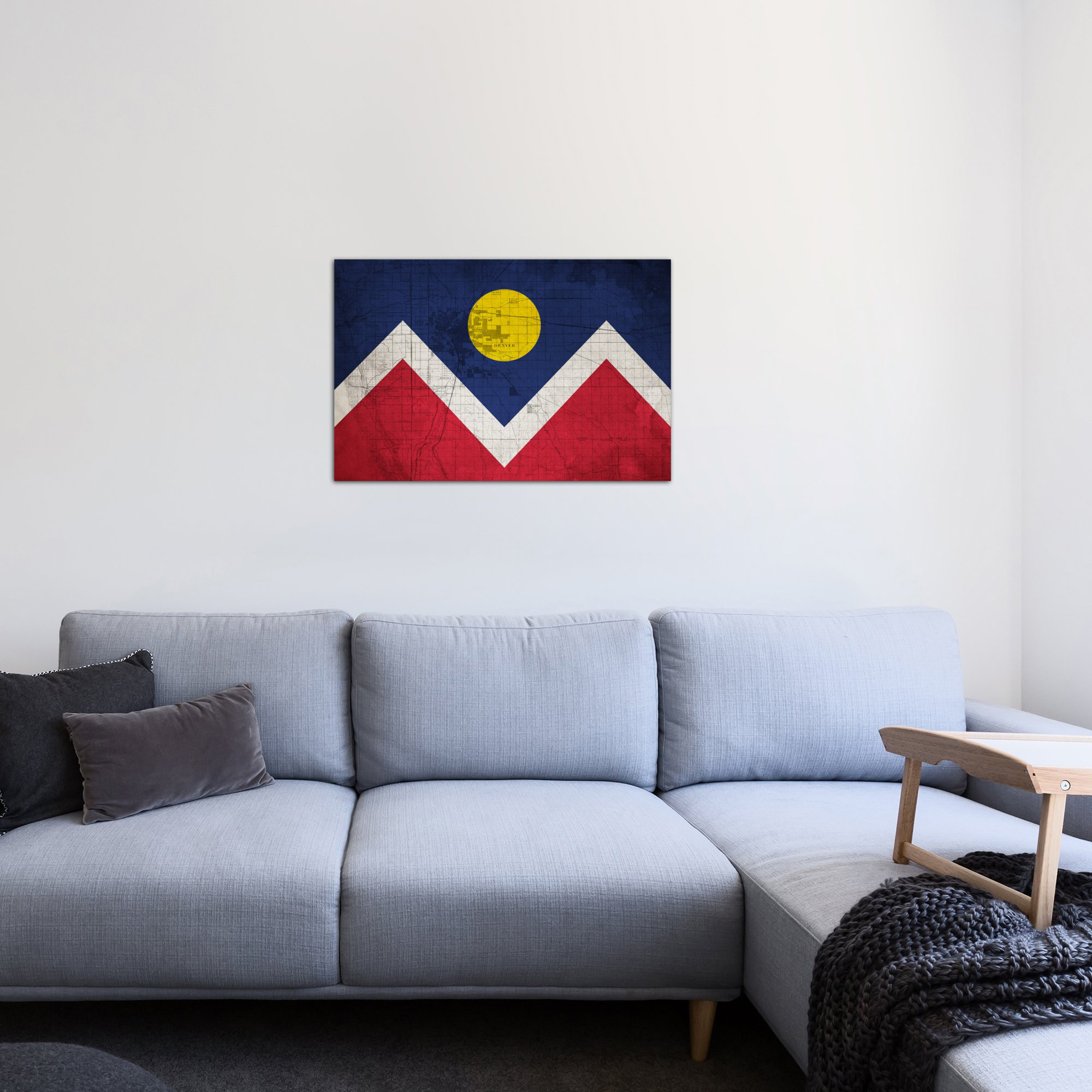 Winston Porter Denver Flag, Map with Grunge Graphic Art on Canvas | Wayfair