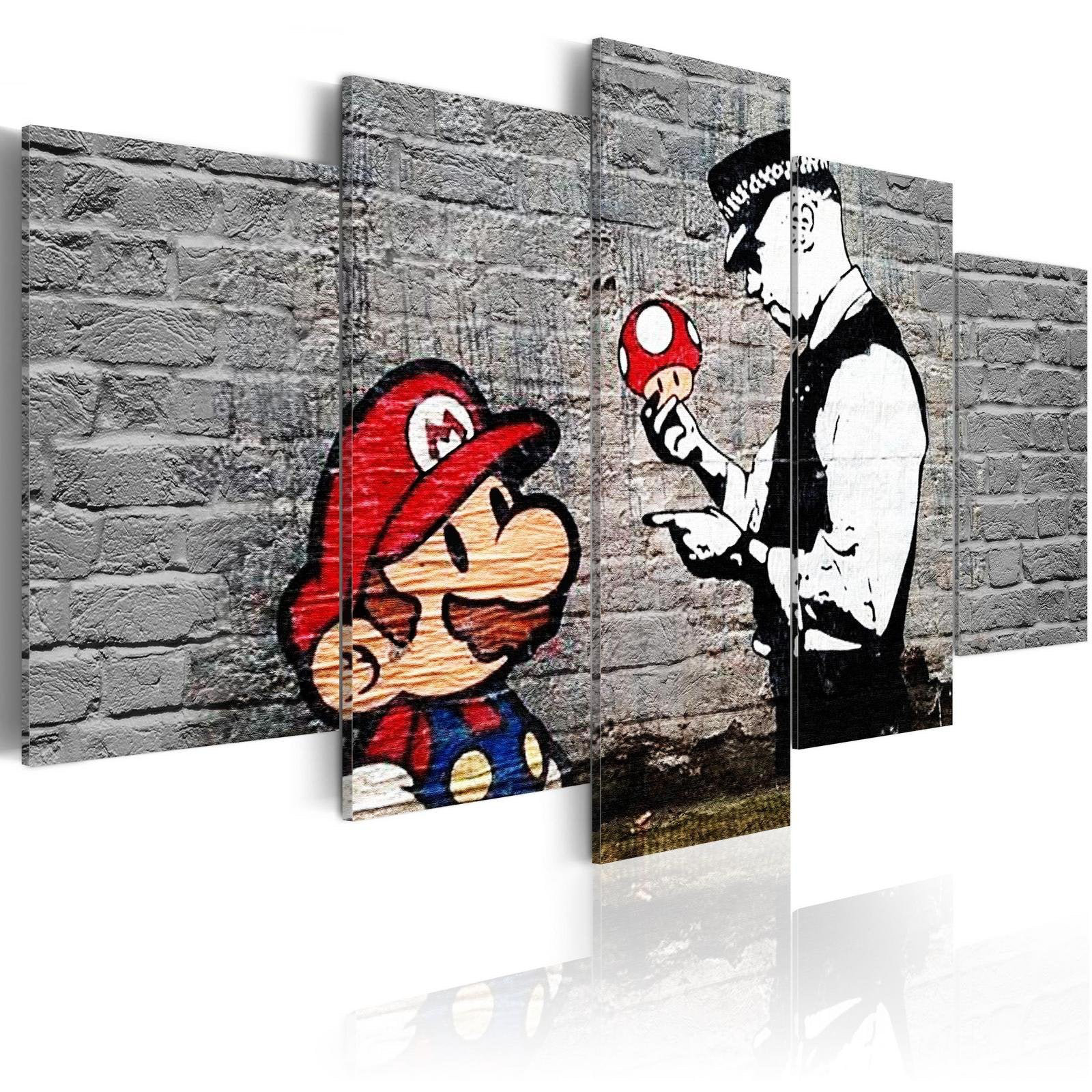 Tiptophomedecor Banksy Mario Mushroom Cop On Canvas Print | Wayfair