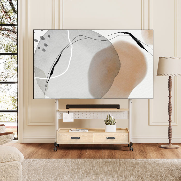 Wade Logan® Charrisse Rosalba Modern Rolling TV Stand With Wheels Mount ...