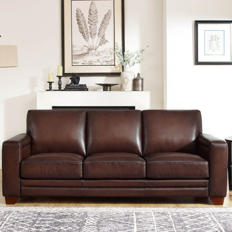 Hokku Designs Kerma 88'' Genuine Leather Sofa | Wayfair