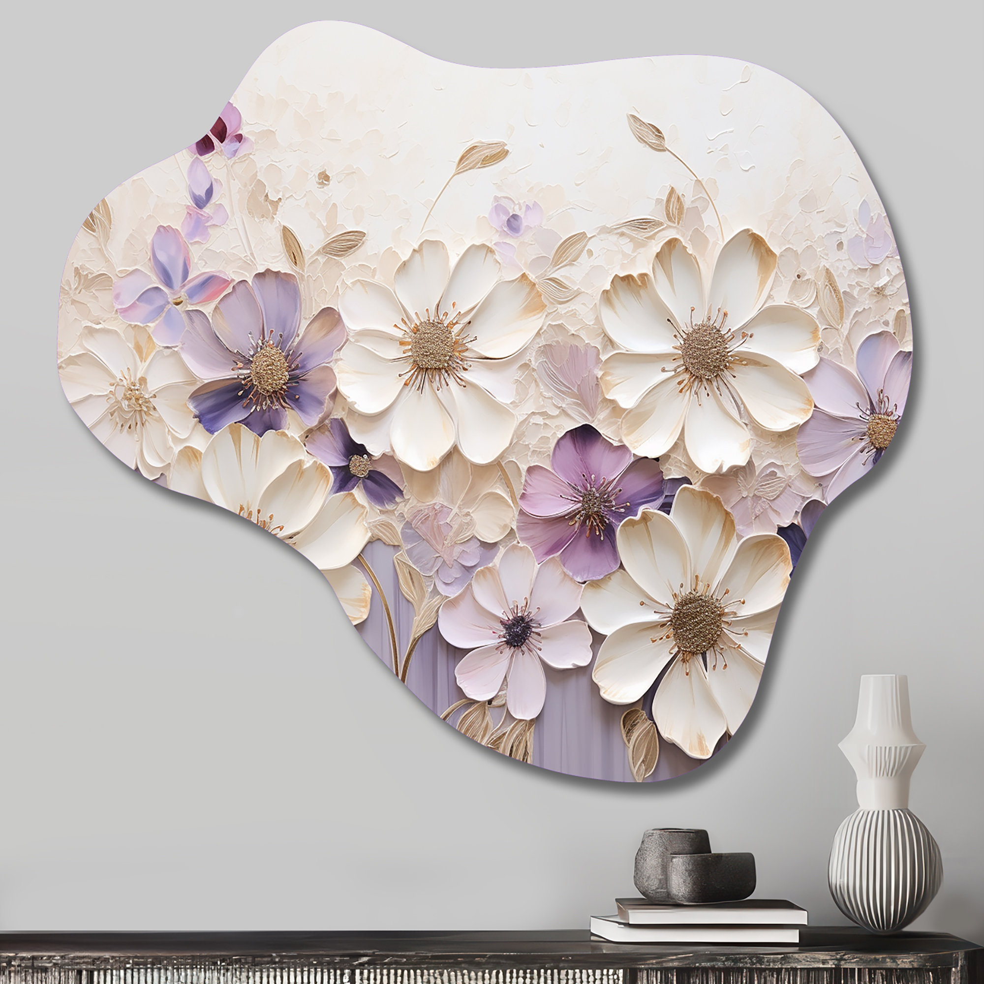 Lark Manor™ Beige And Purple Adorned Violets I - Cloud Violets Metal ...