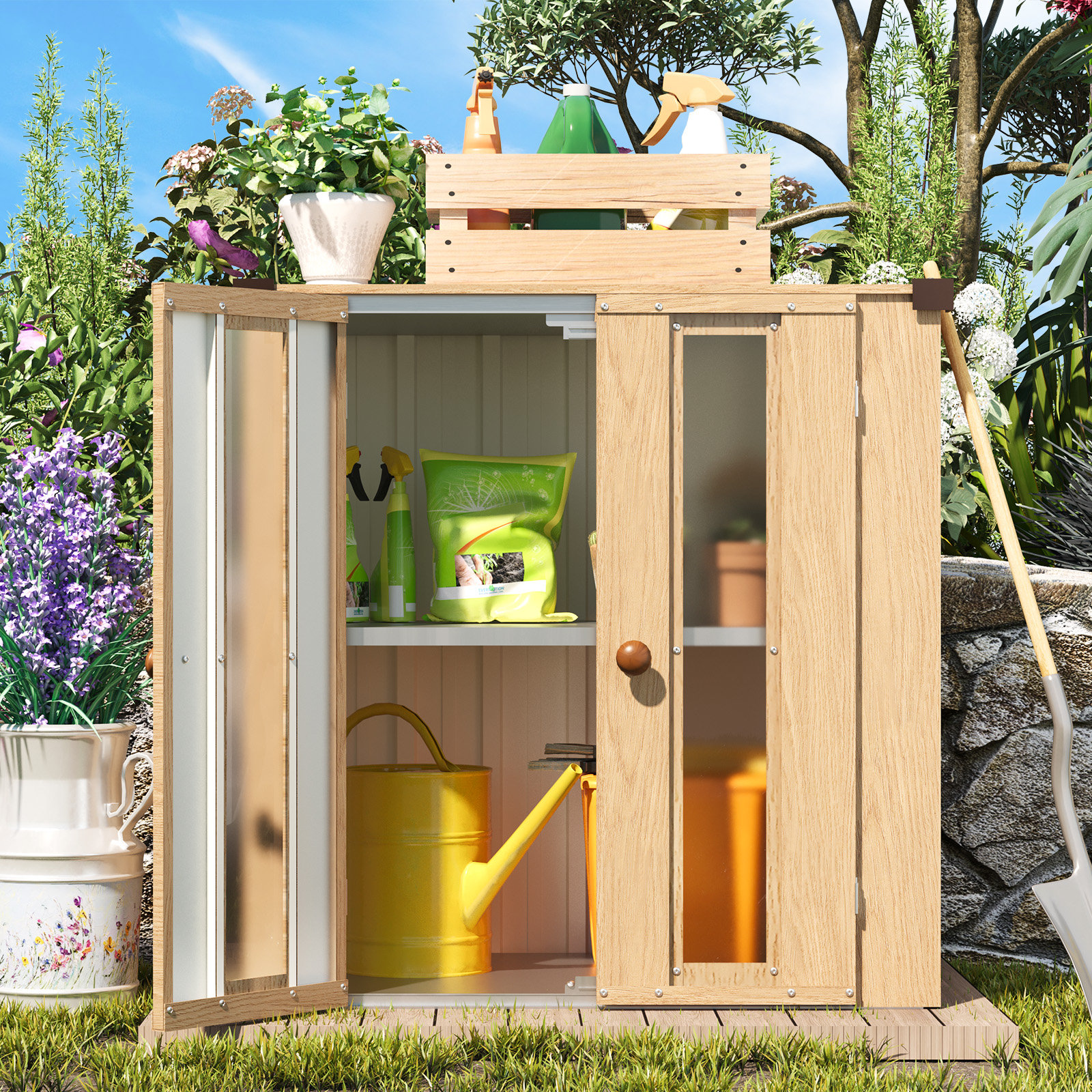 AECOJOY Small Outdoor Storage Cabinet Waterproof With Shelves - Wayfair ...