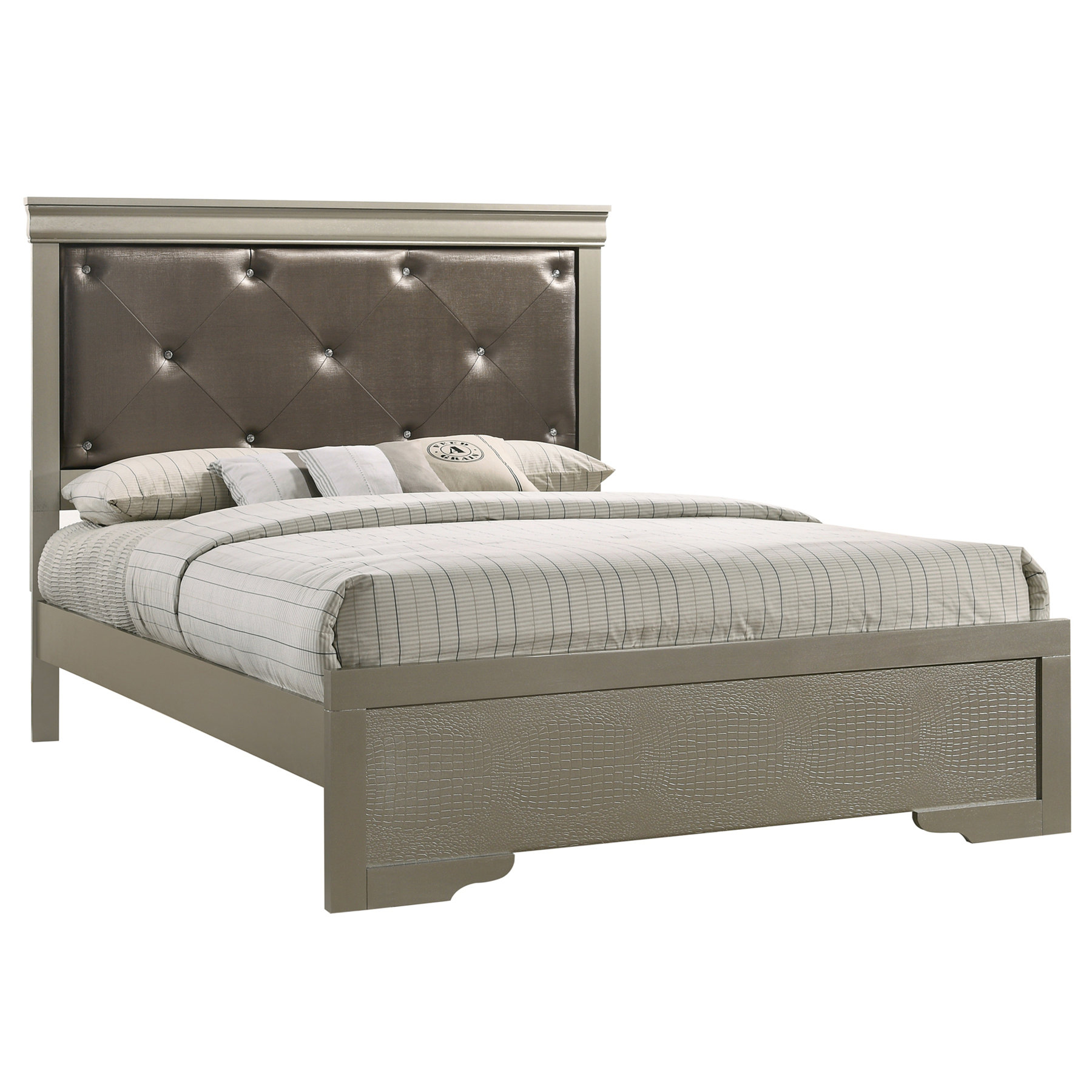 House of Hampton® Chic Transitional Bed In Silver Champagne | Wayfair