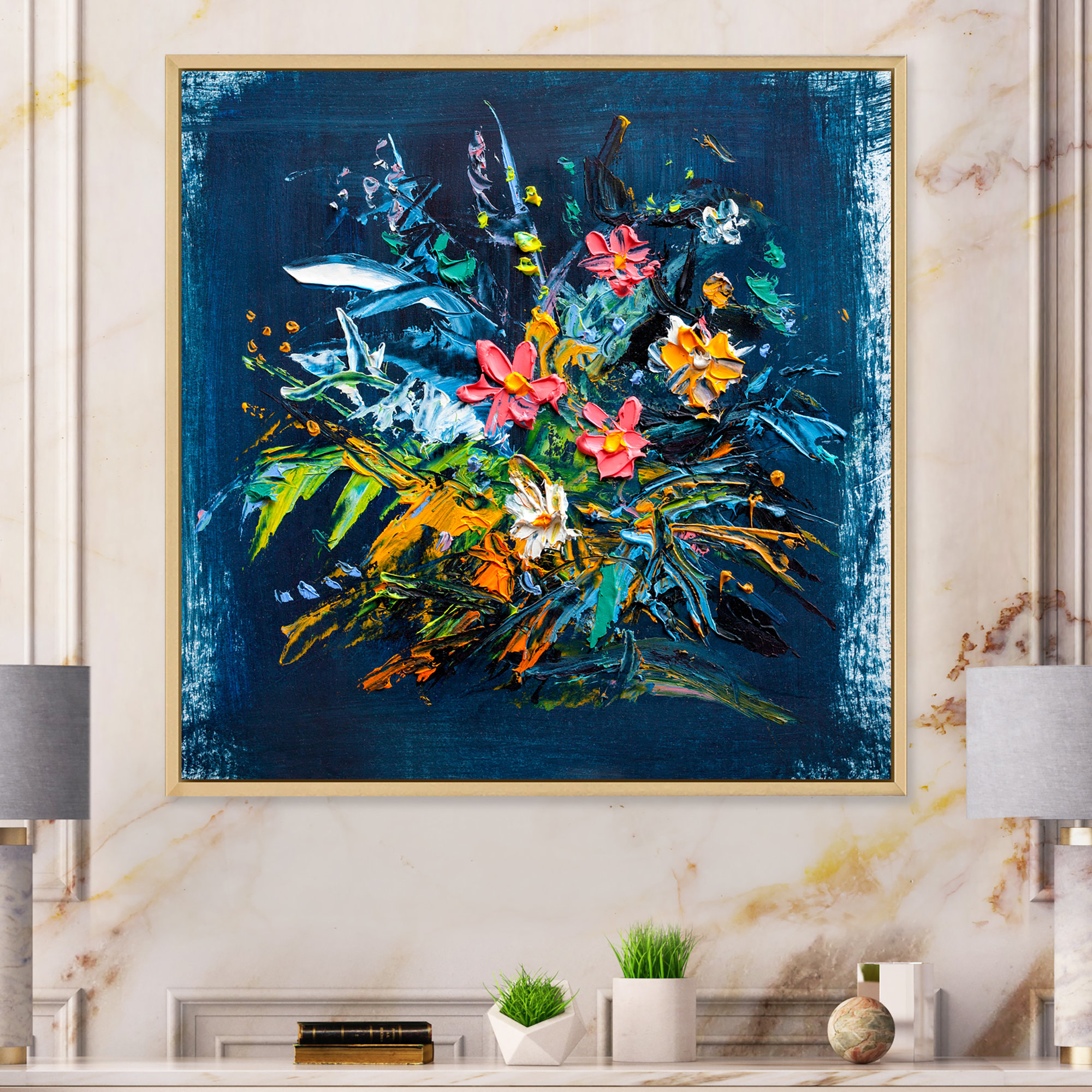 Winston Porter Impressionist Blue And Green Flower Painting ...