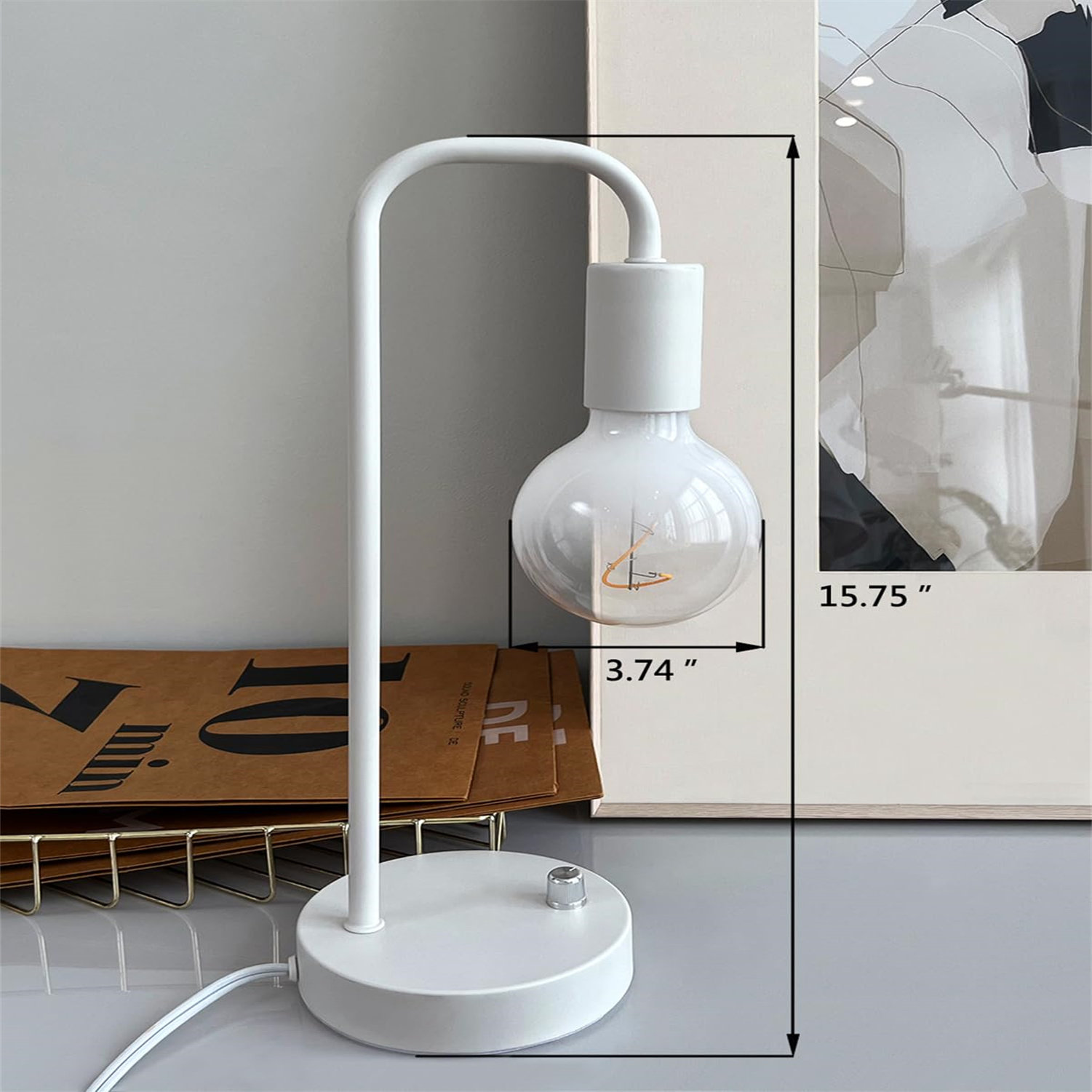 Latitude Run® Modern Dimmable Desk Lamp - White, LED Bulb Included ...