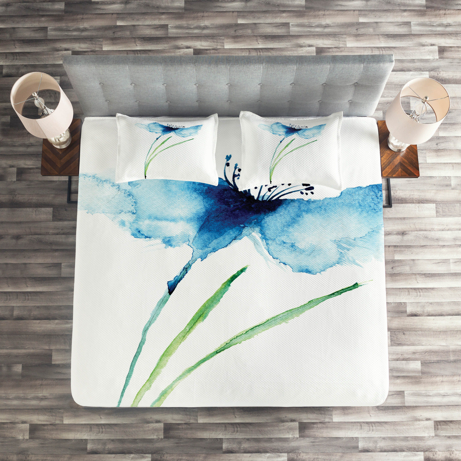 Ambesonne Watercolor Blue Microfiber Farmhouse / Country Coverlet ...