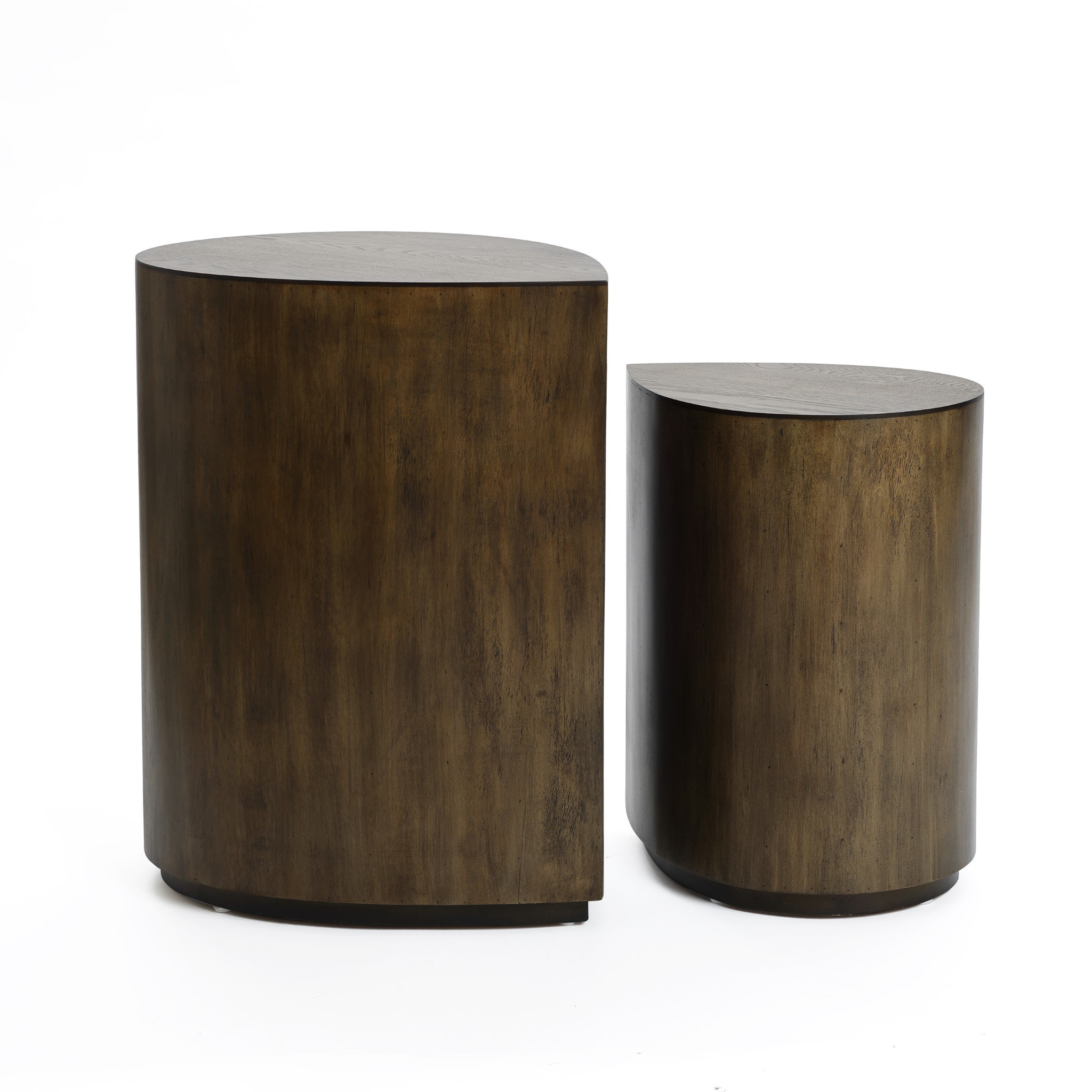 Corrigan Studio® 2-Piece Teardrop Drum Wood Side Tables Set in Walnut ...