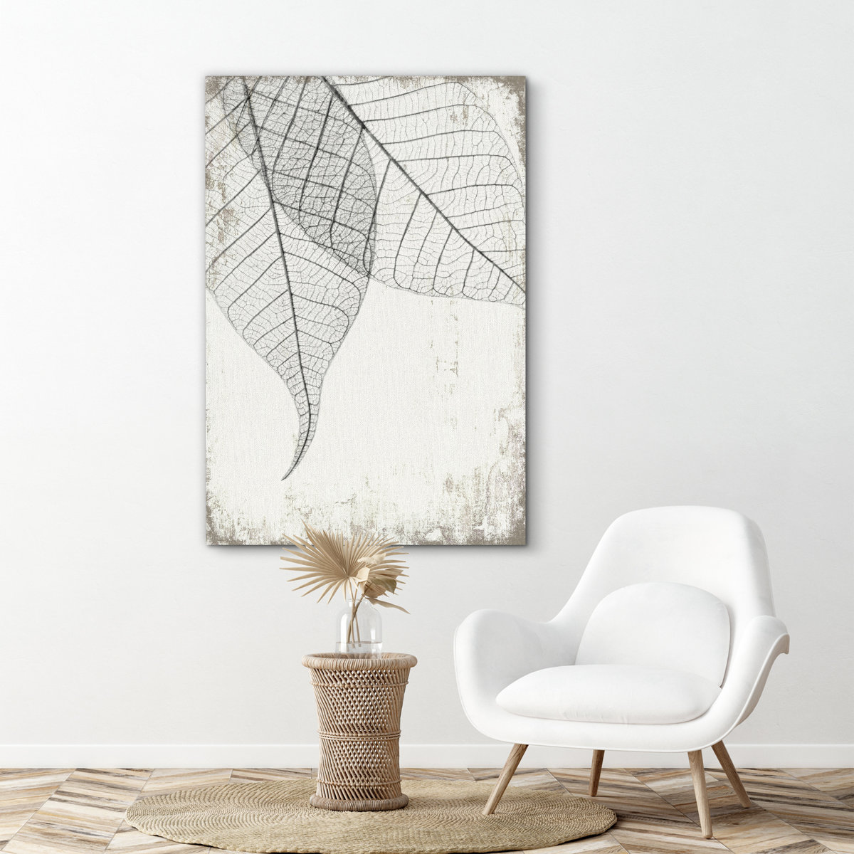IDEA4WALL " Translucent Leaves I " Plant Vein Rustic Large Framed ...