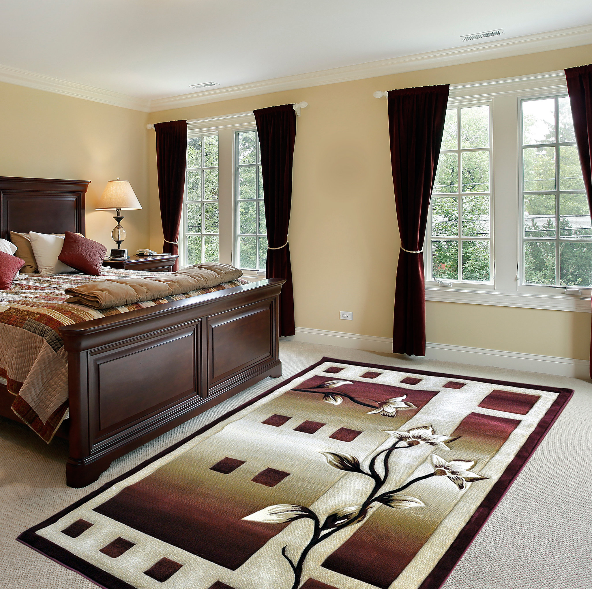 Ebern Designs Kaddy Burgundy Area Rug - Wayfair Canada