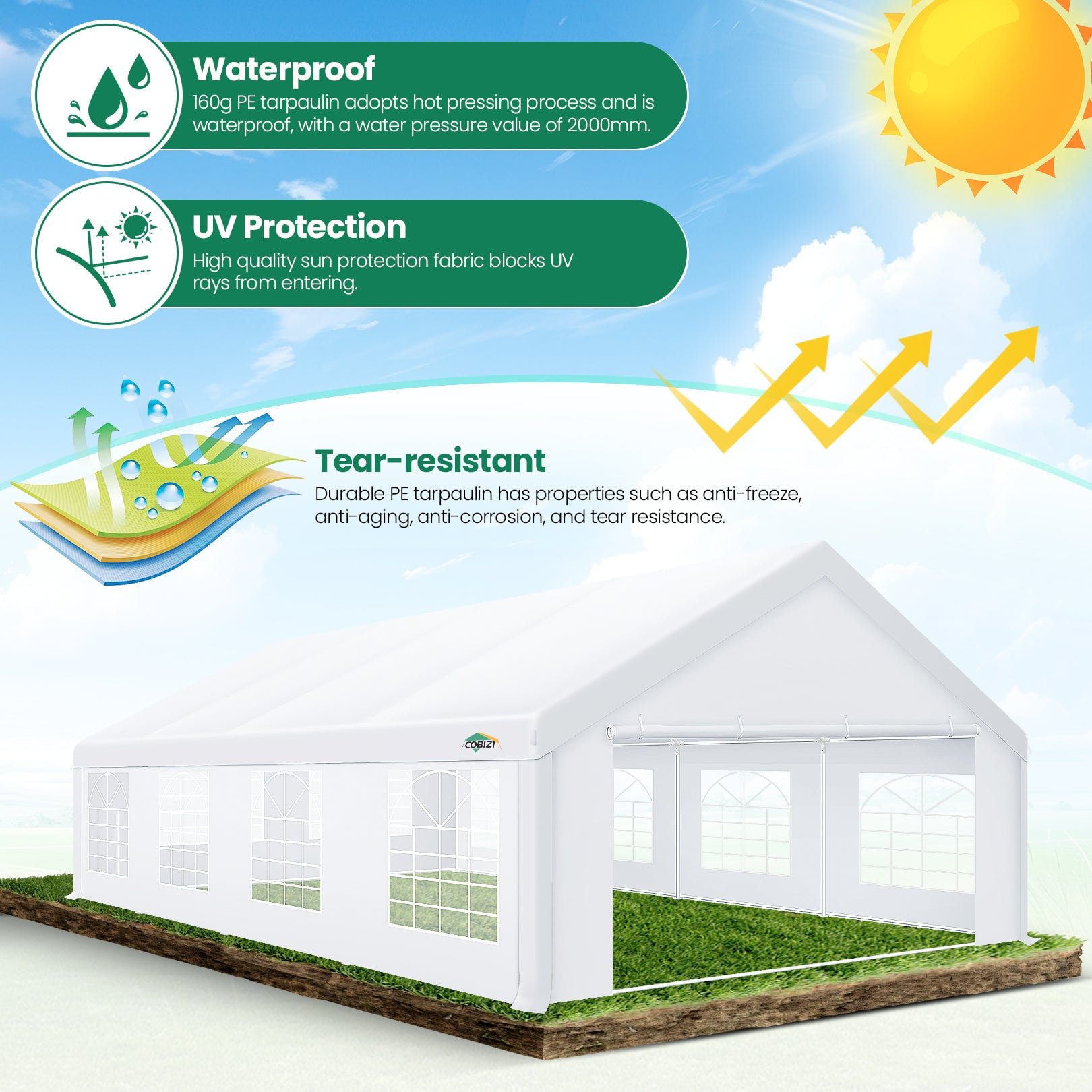 SANOPY 20x30 FT Large Heavy Duty Party Tent with Removable Sidewalls ...