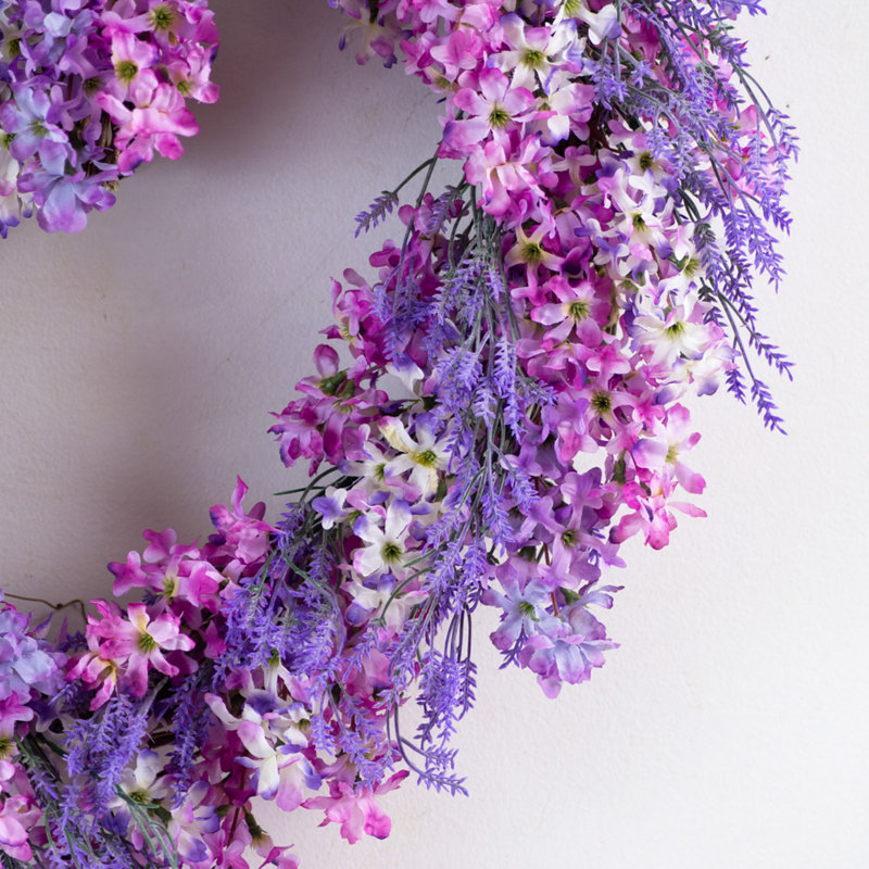 Primrue Lavender & Lilac Spring Summer Faux Floral Front Door Heart ...