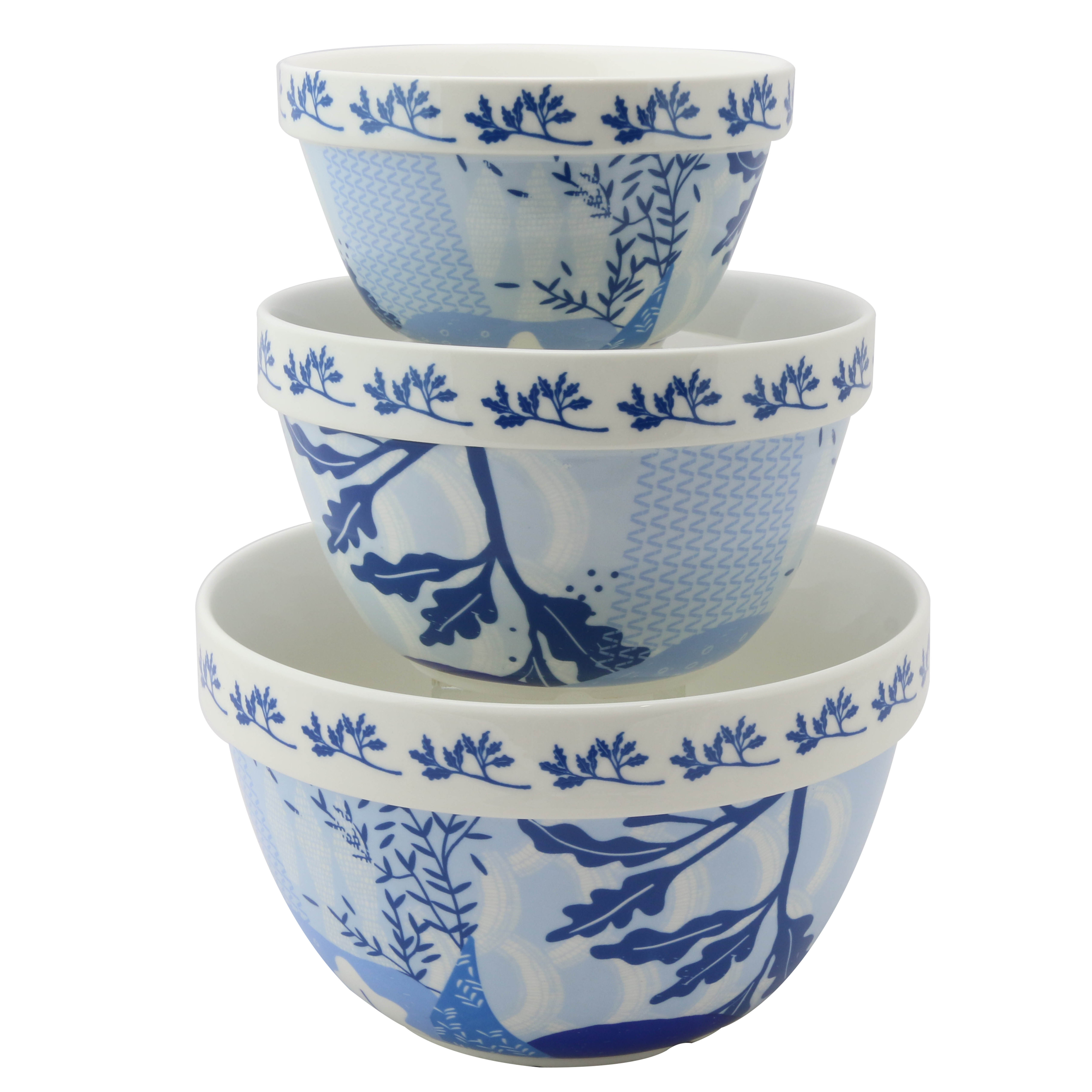 Grace's Tea Ware Pantry Size Nested 3 Piece Porcelain Mixing Bowl Set ...