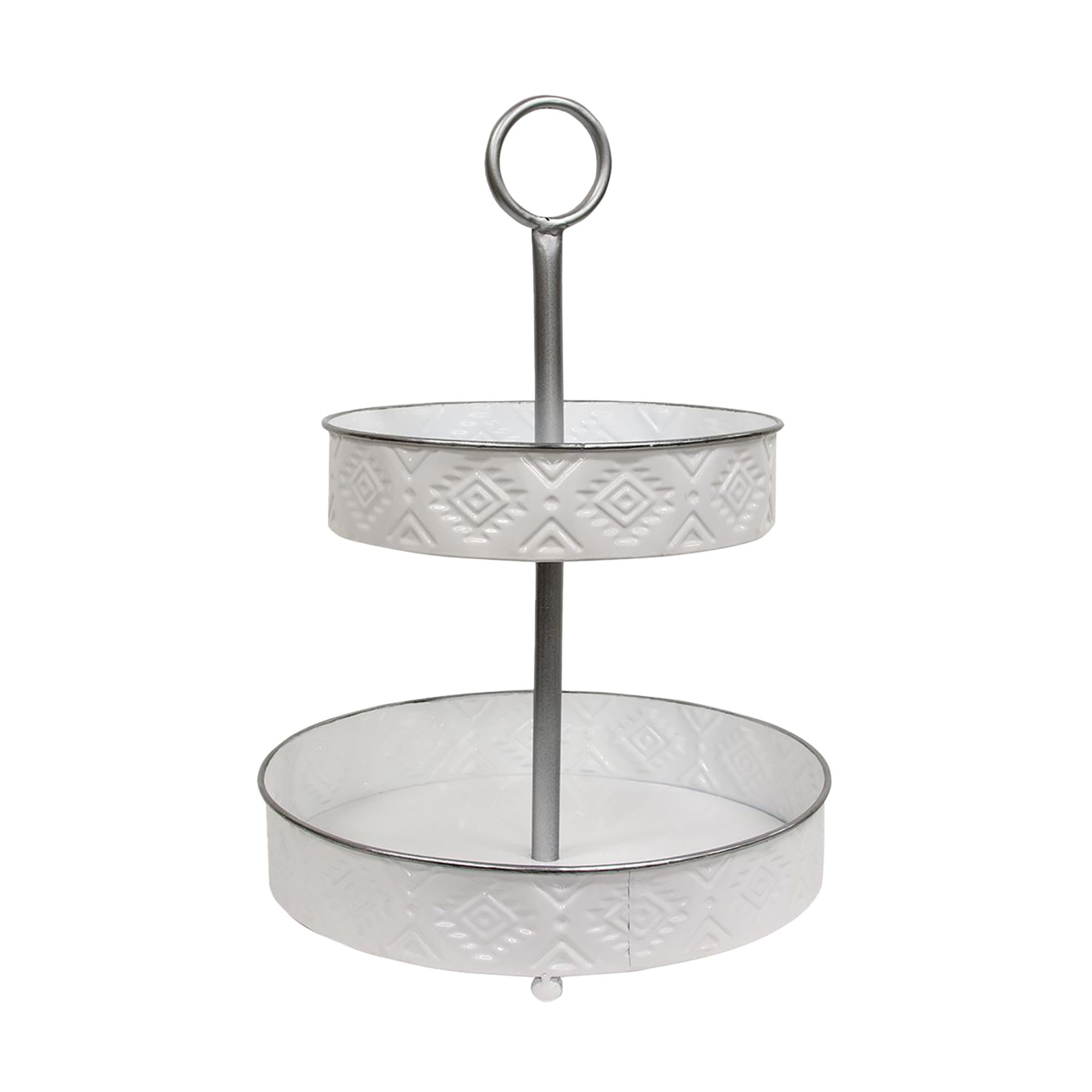 Mercer41 Aztec White Metal 2-Tiered Tray - Wayfair Canada