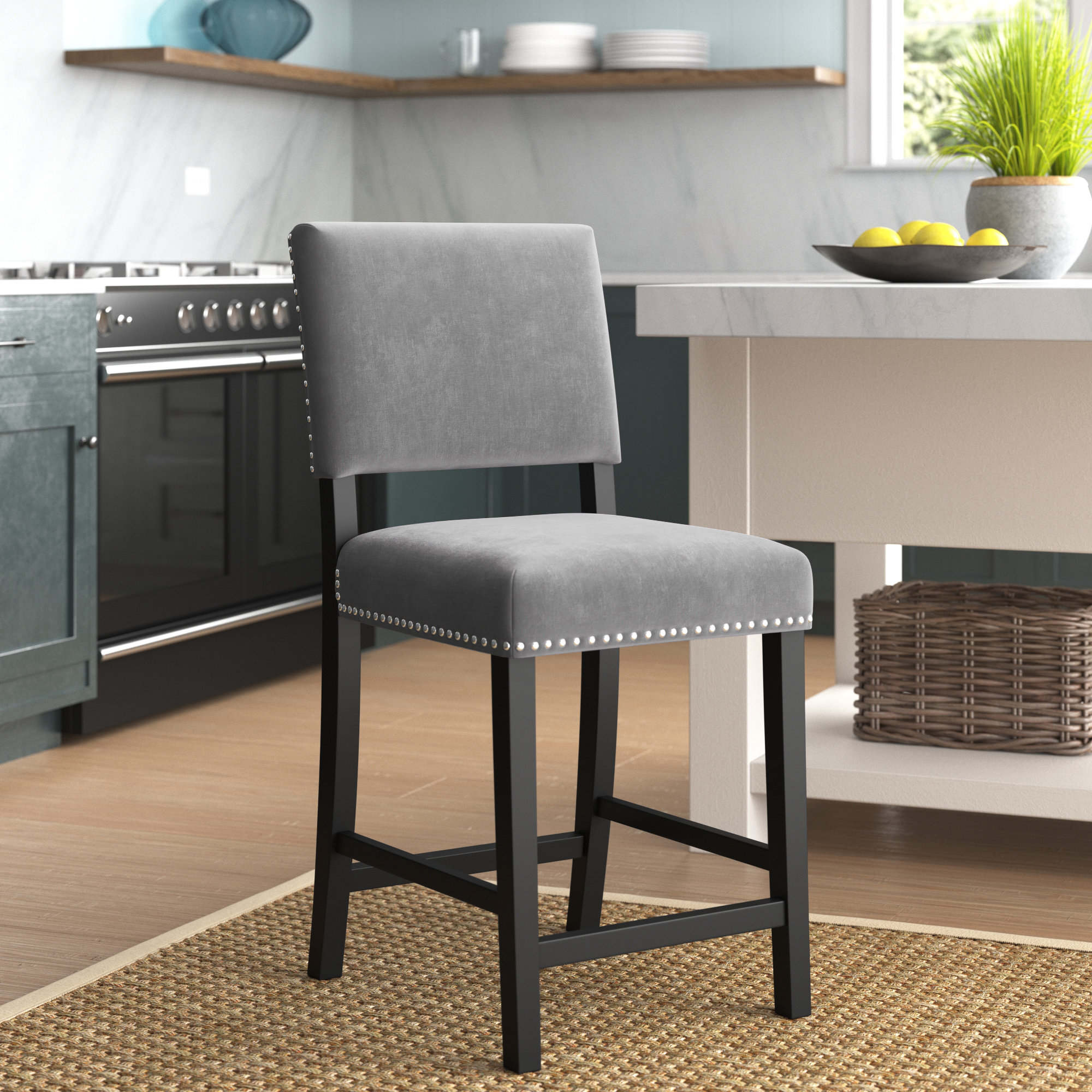 Winston Porter Leovanis Wood Bar & Counter Stool With Padded Cushions ...