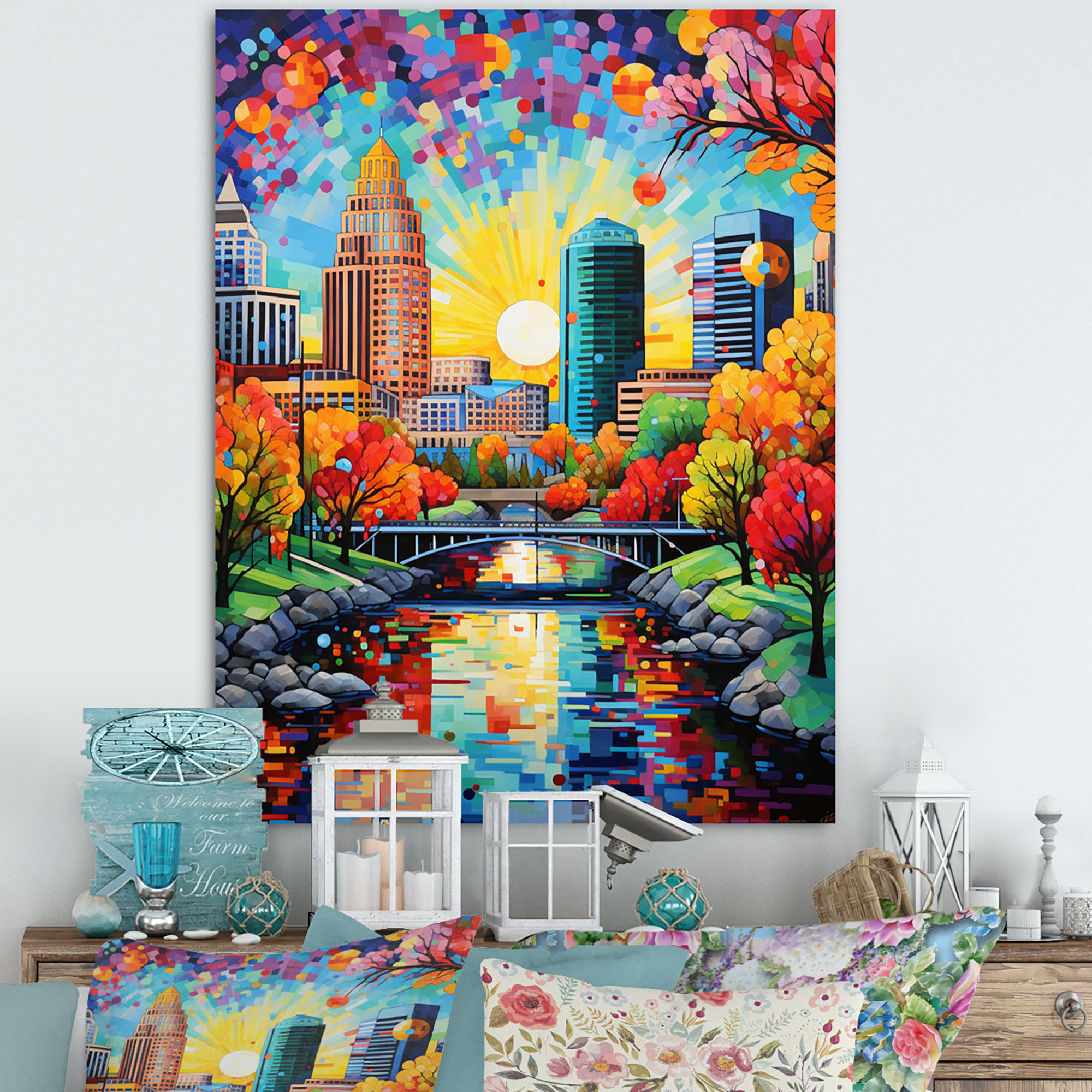Red Barrel Studio® Higgie Abstract Popart City Portrait Framed On ...