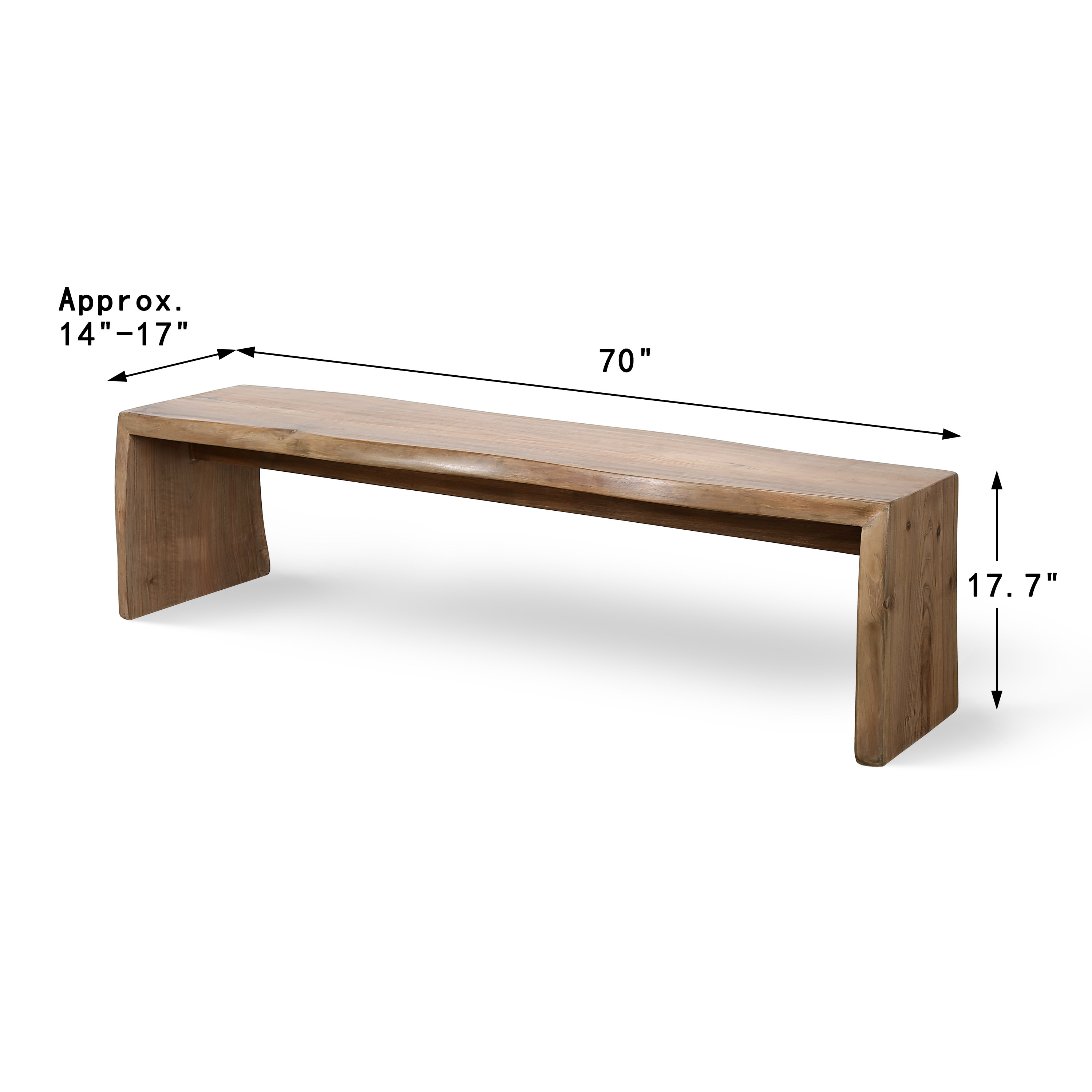 Lily's Living 70 Inches Long Live Edge Natural Walnut Wood Bench ...