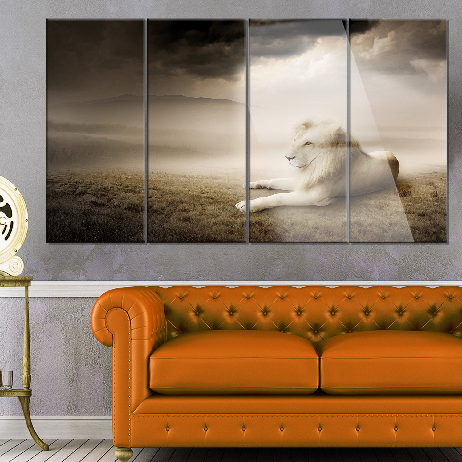 Design Art 'King of Animals at Sunset' 4 Piece Graphic Art on Metal Set ...