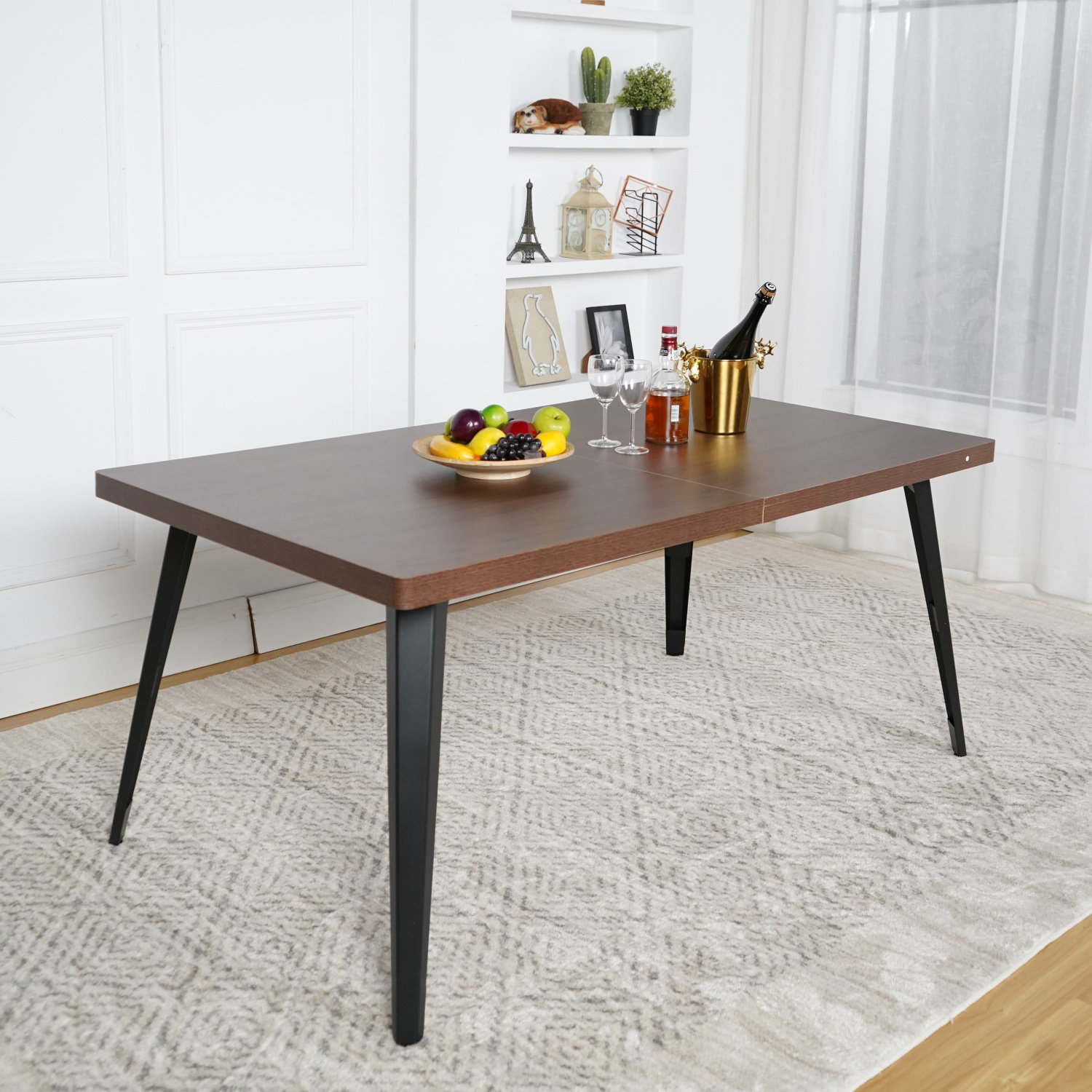 Wrought Studio Modern Dining Table for 6 People with Flat Iron Legs ...