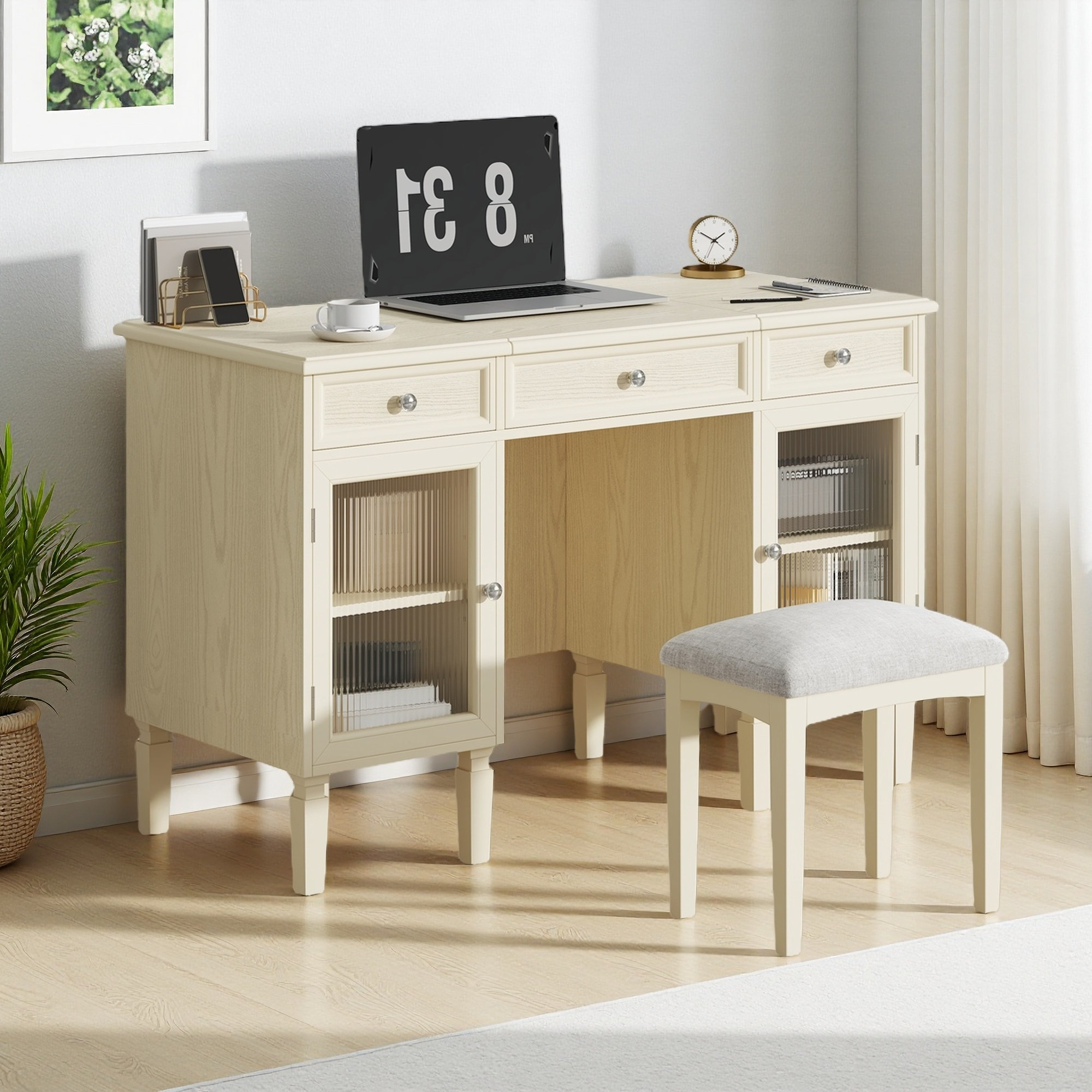 Alcott Hill® 2-in-1 Flip-Top Vanity Desk & Writing Table - Hidden ...