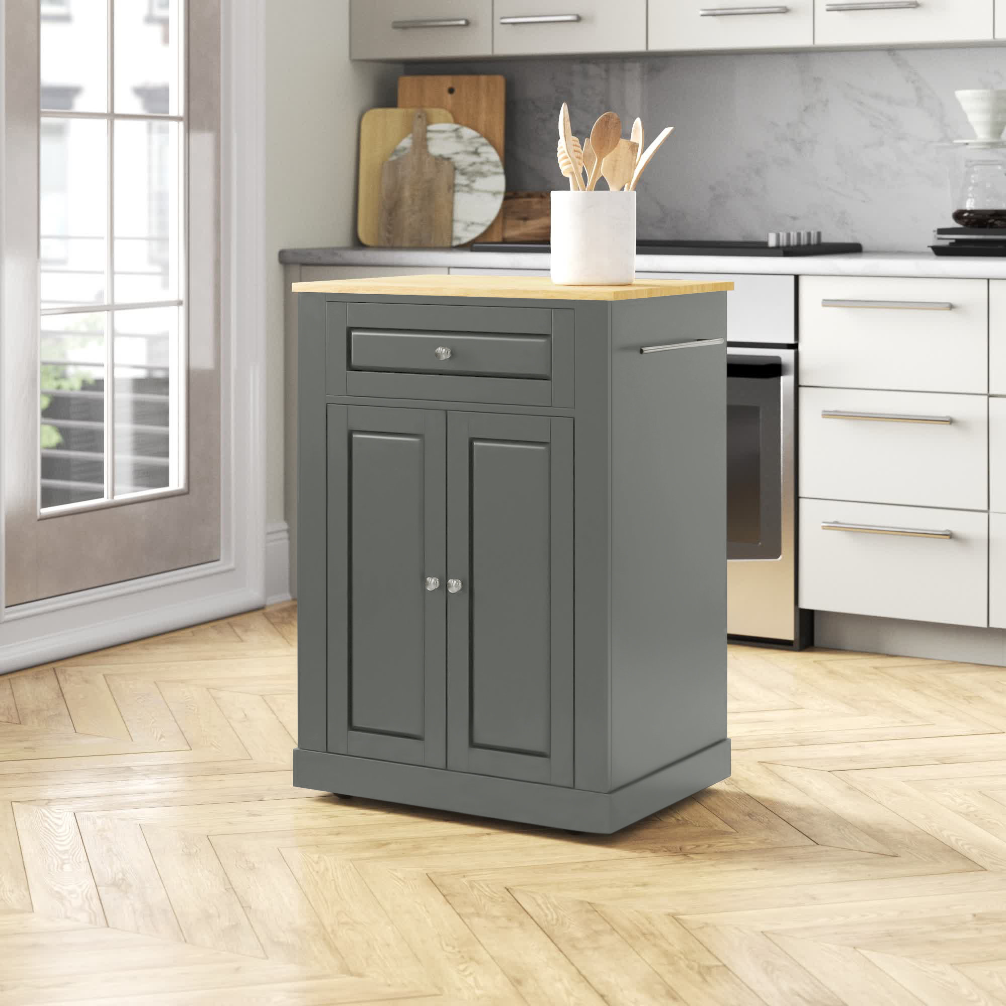 Wade Logan Camellon 24.75'' Wide Rolling Kitchen Cart with Solid Wood ...