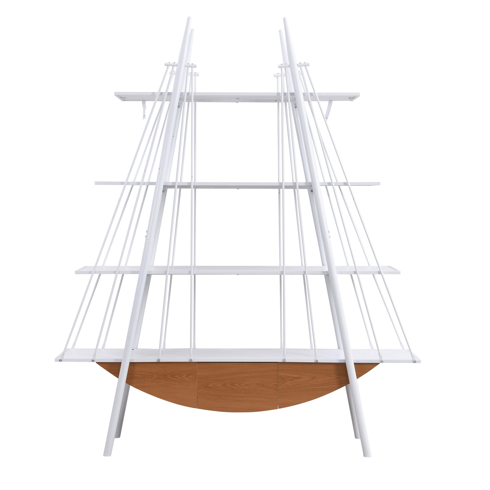 Longshore Tides Sailboat-Inspired Bookshelf, 70.87 Inch Industrial 4 ...