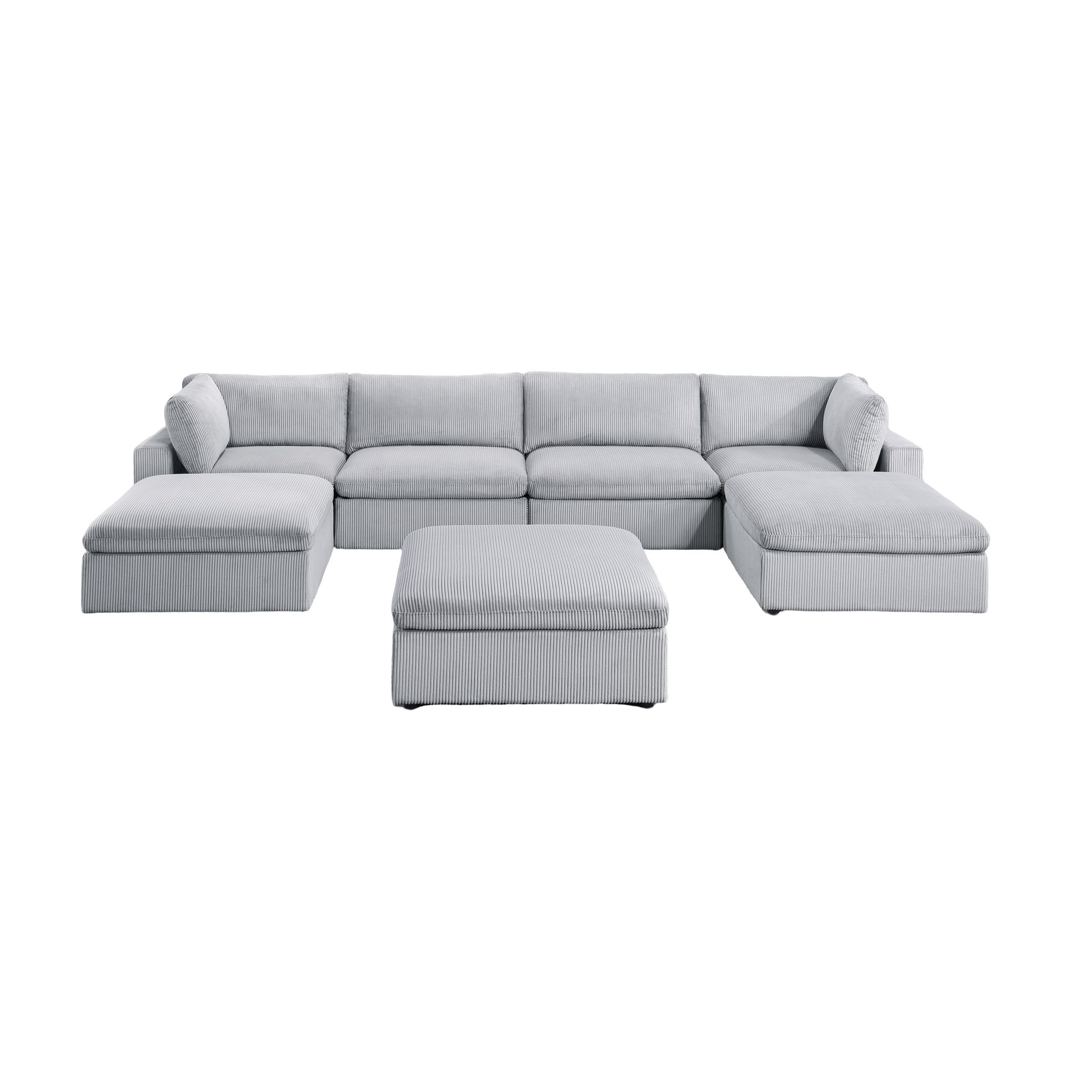Hokku Designs Contemporary Style Dark Gray Corduroy 7pc Modular ...