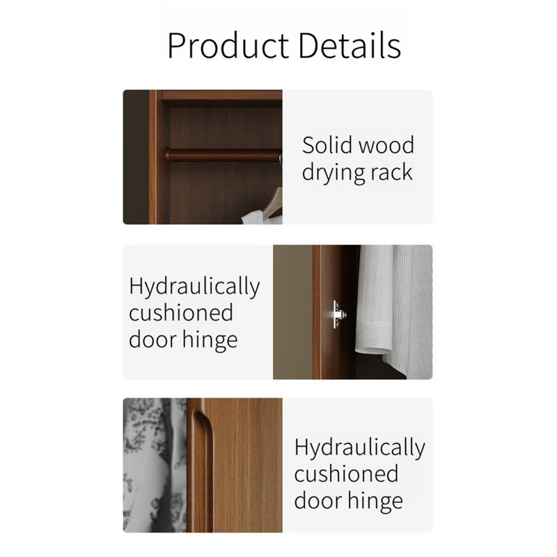 marlao Simple Modern Walnut Wardrobe | Wayfair