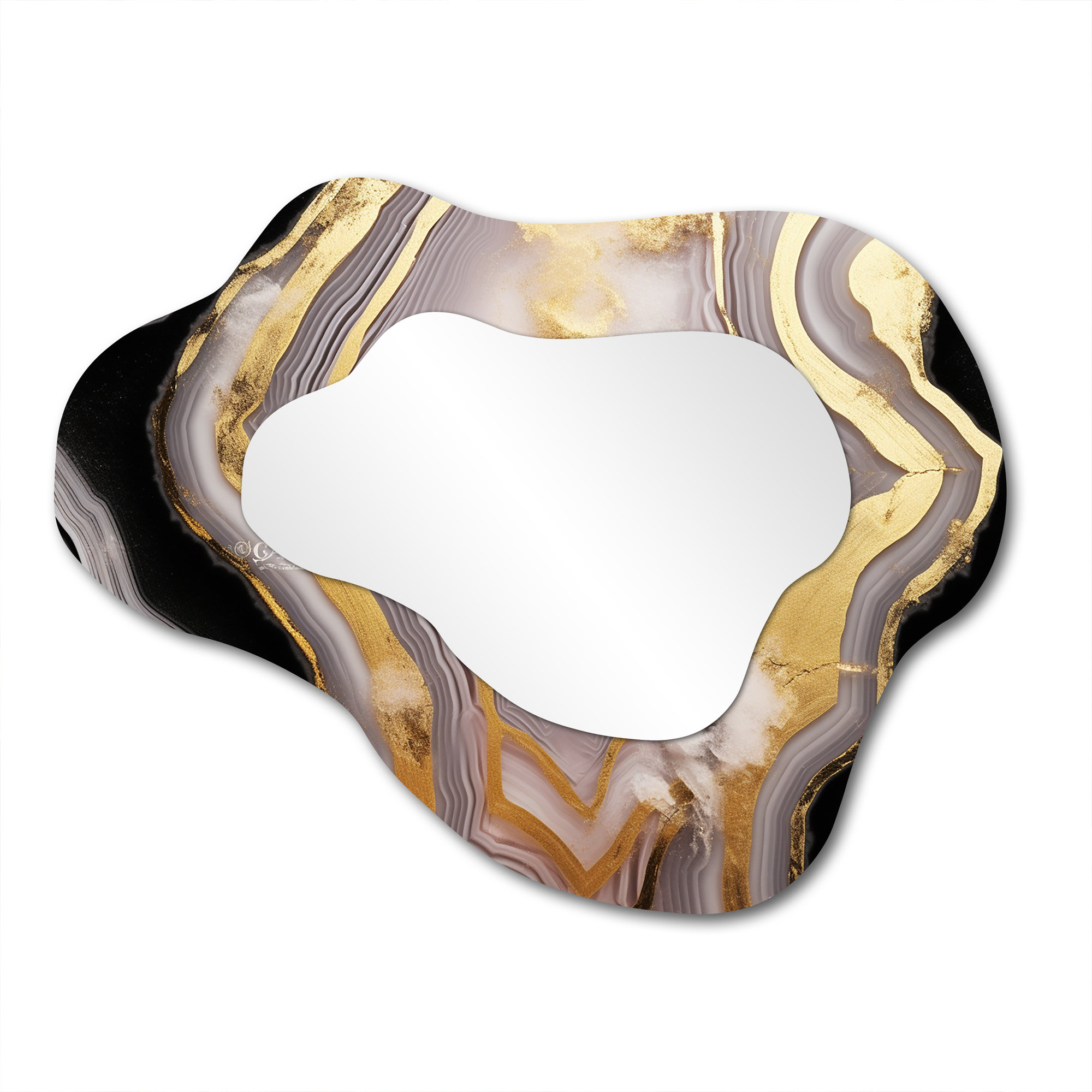 Ivy Bronx Opulent Glam Agate Black Gold II - Abstract Marble 3D Shapes ...
