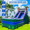 GOOSH 14' x 21' Purple Tropical Commercial Grade Water Slide with ...