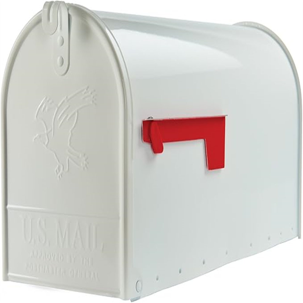 RIZPET Mailboxes Elite Large Capacity Galvanized Steel White, Post ...