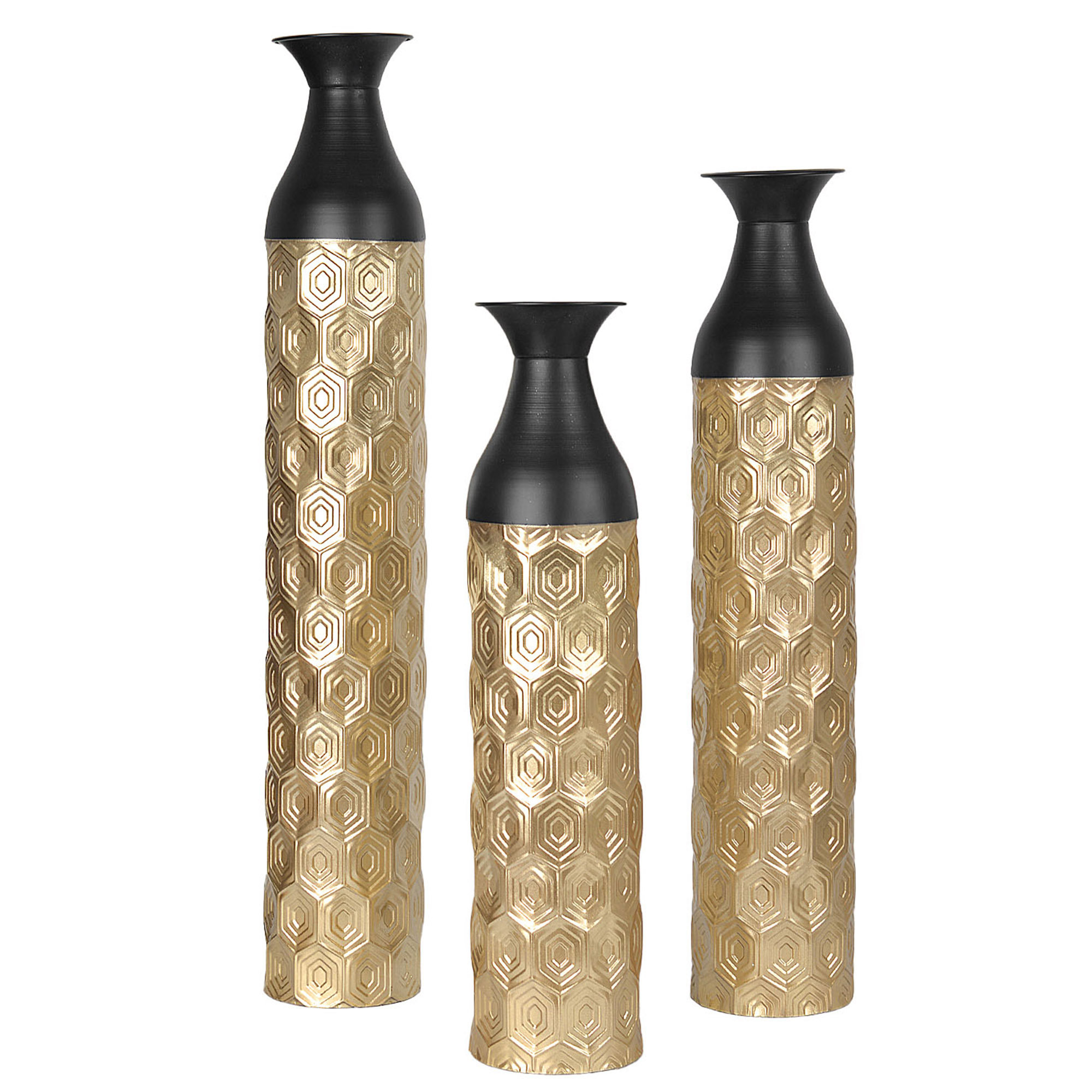 Dakota Fields Black And Gold Tortoise Shell Texture Metal Large Flower ...