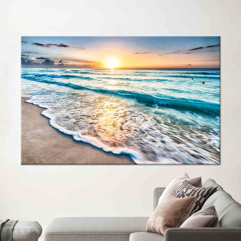 kayra export Sunset Beach Scenery 3D Art - Ocean Print Poster for ...