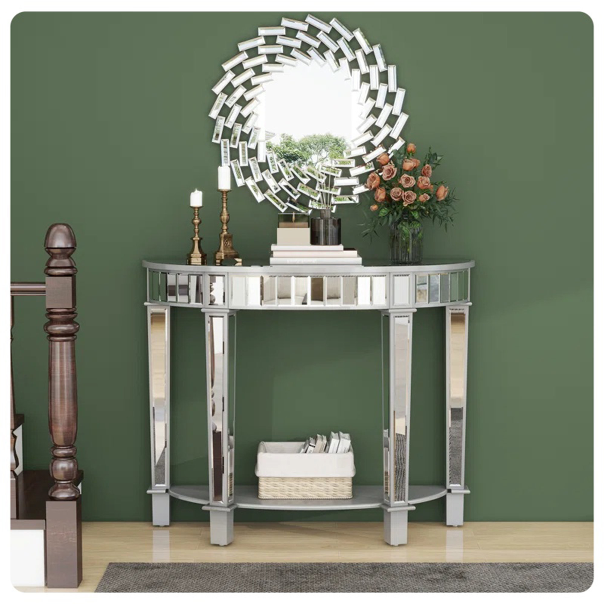 Everly Quinn Mirrored Glass Console Table | Wayfair