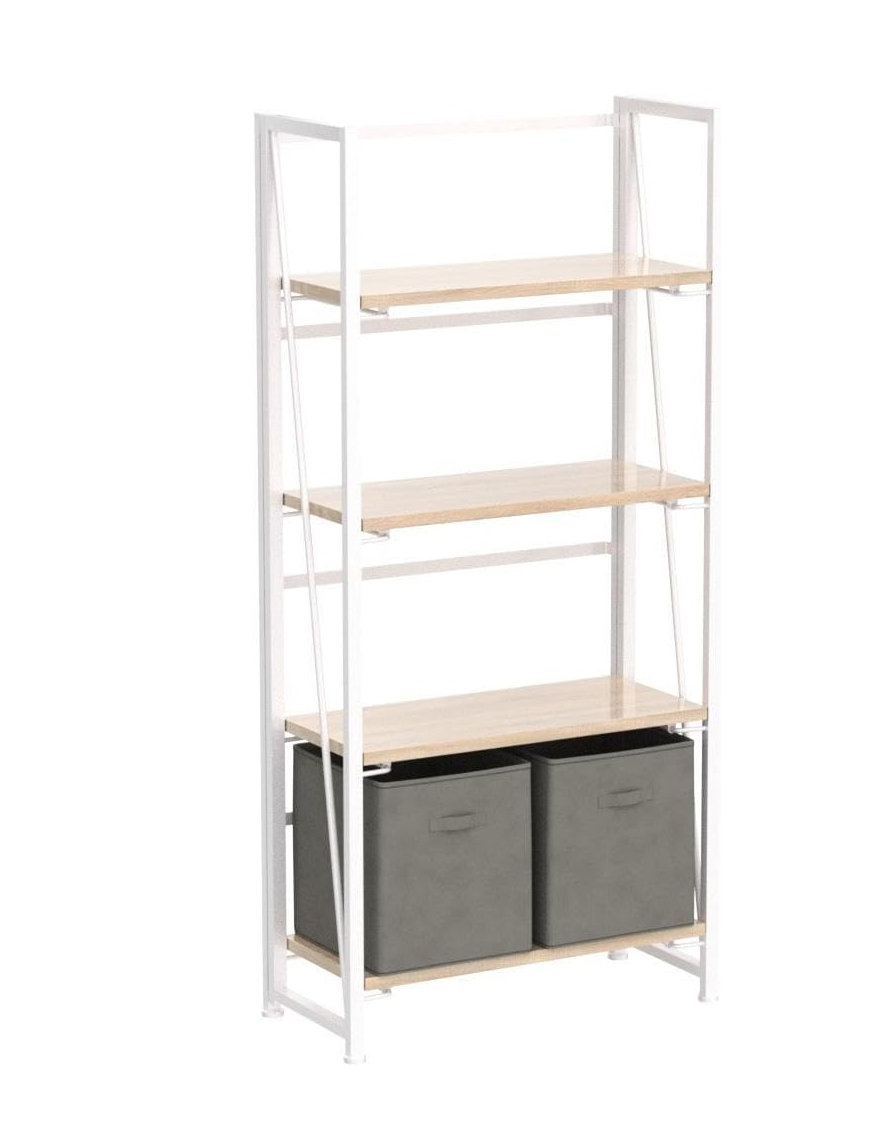 17 Stories Storage Shelves 4 Tiers Vintage Bookcase Standing Racks ...