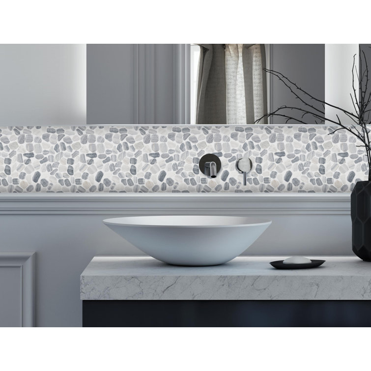 MatrixStoneUSA River Rock Snow Random Sized Marble Pebbles Mosaic Wall ...