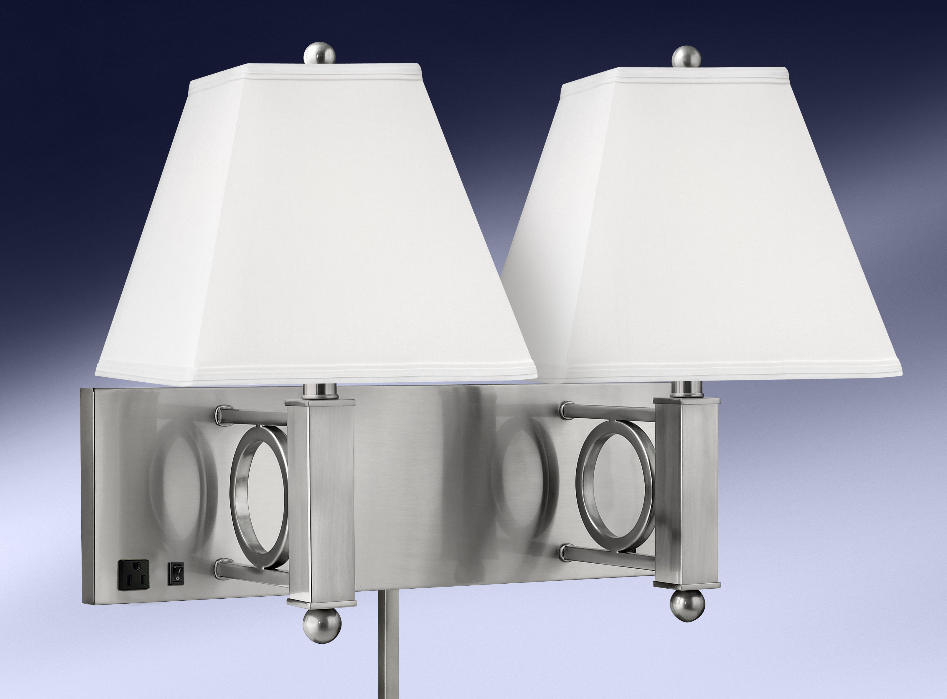 Medallion Lighting 2 - Light Dimmable Plug-In Brushed Steel Armed ...