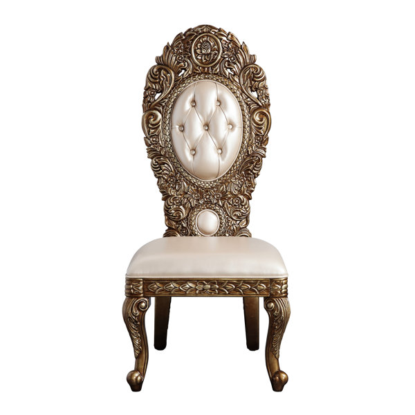 Audiohome Ivory And Gold Side Chair With Tufted Back (Set Of 2) | Wayfair