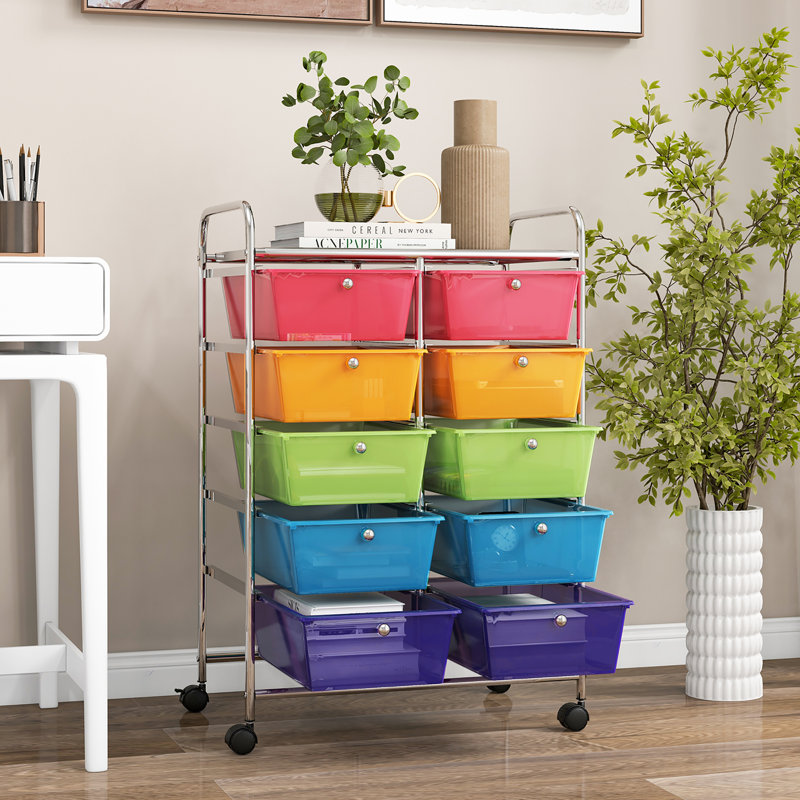 Rebrilliant Milin 10 Drawer Storage Drawer with Locking Wheels | Wayfair
